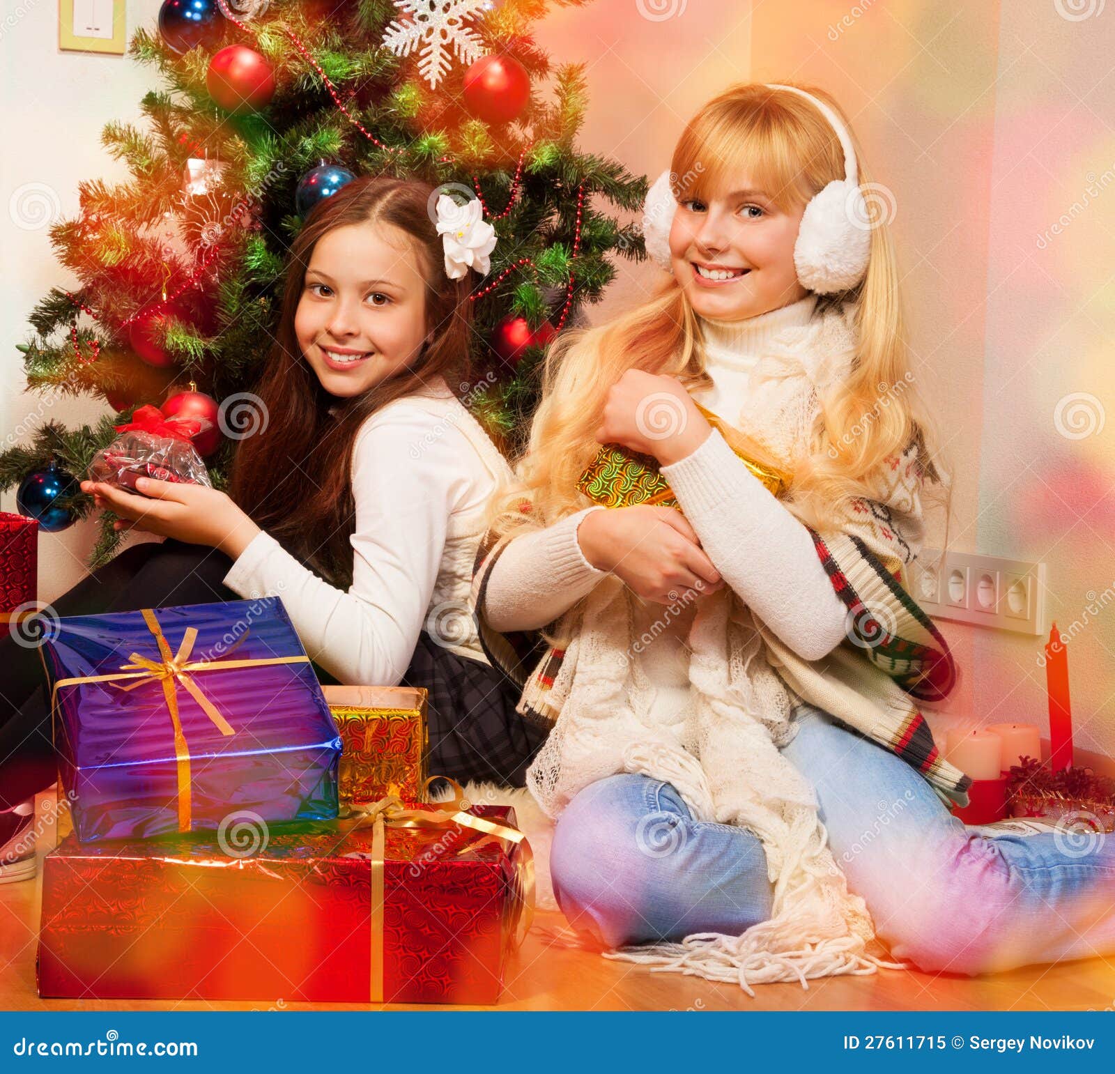 Kids got their presents stock image. Image of christmas - 27611715