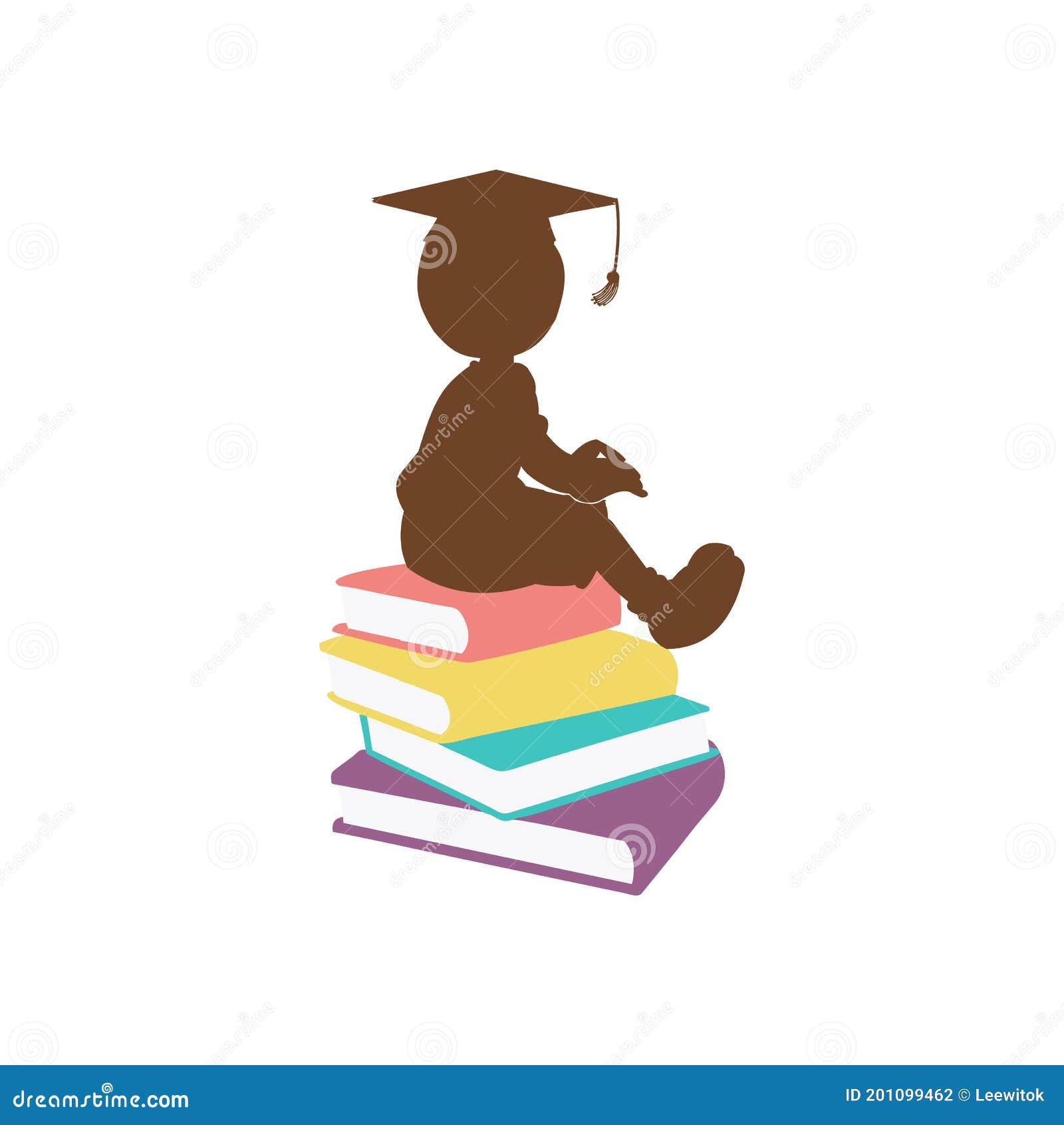 Graduation Cap On Book Stack. Huge Pile Of Books And Encyclopedias ...