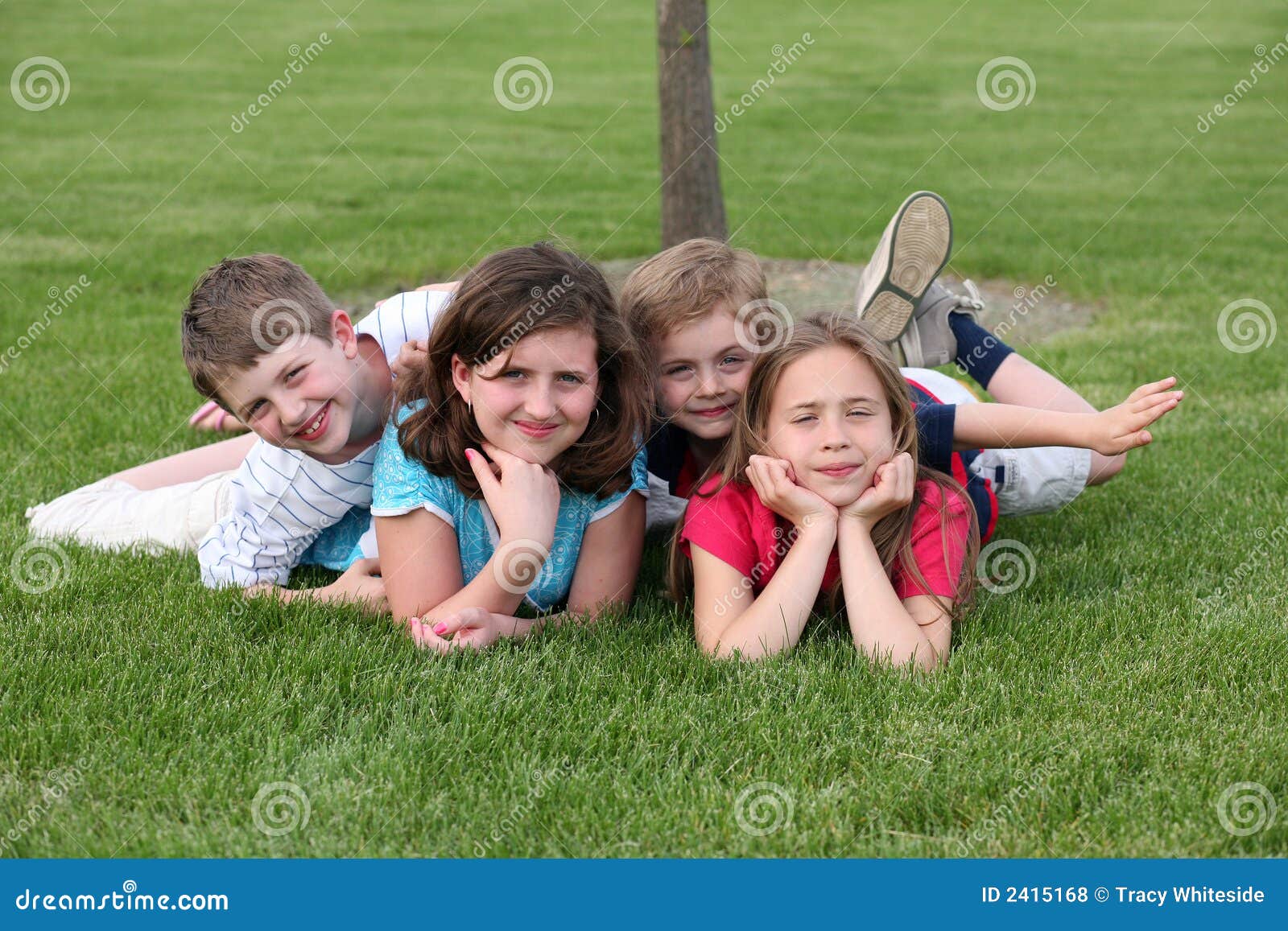 Kids in the Grass stock photo. Image of caucasian, grass - 2415168