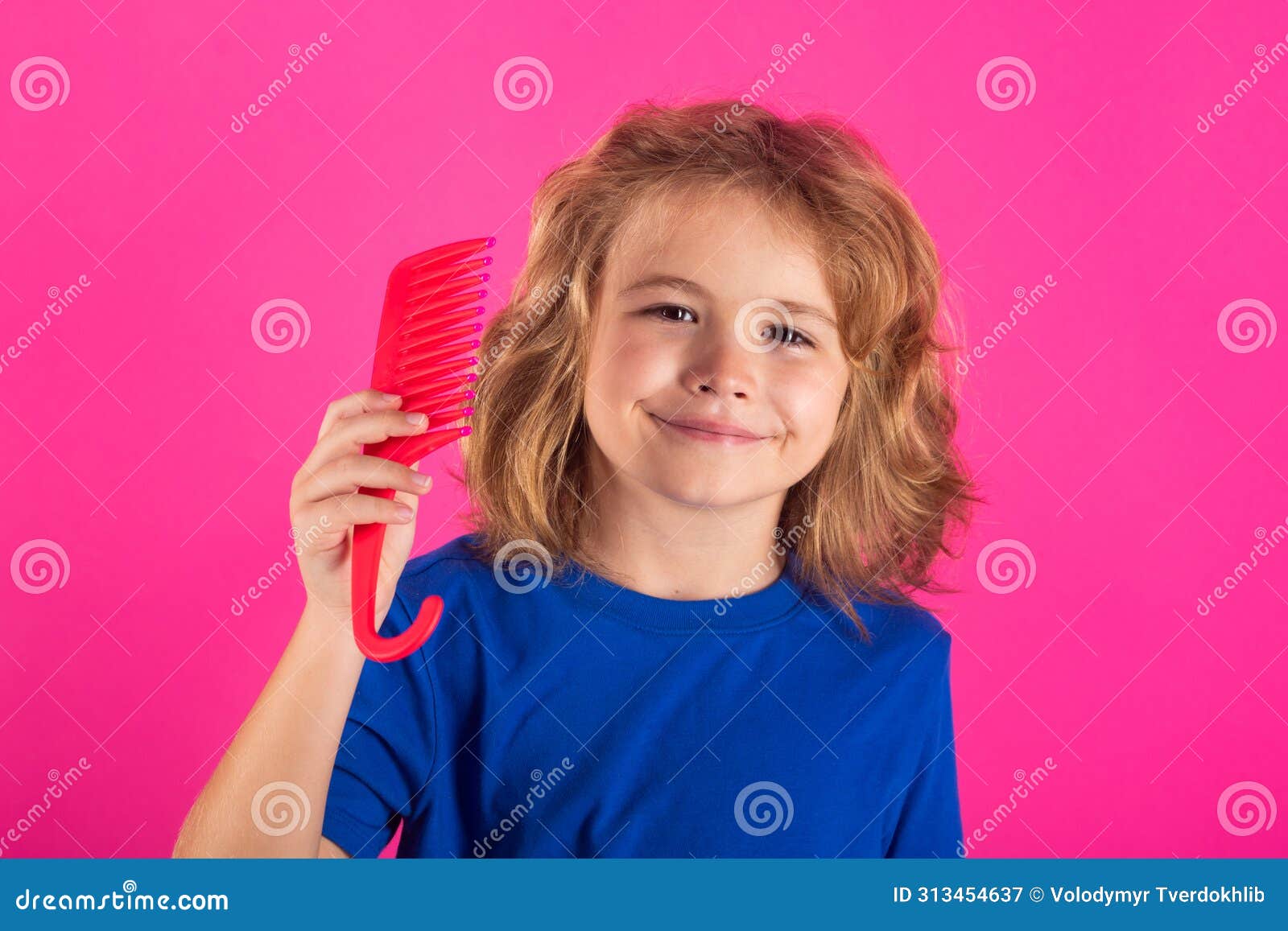 Kids Hair. daily Hair Care Routine. Child with a Comb and Problem Hair ...