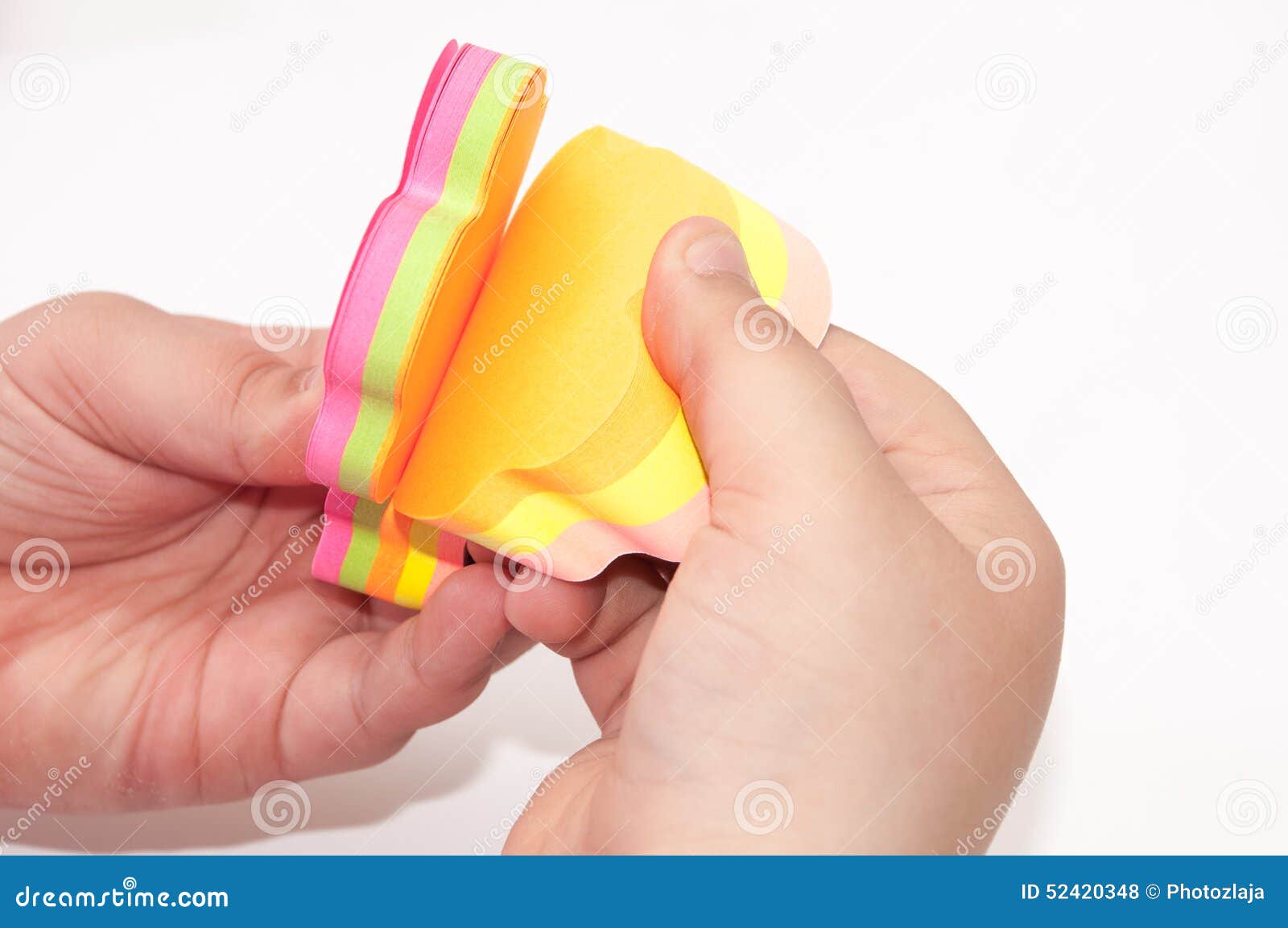 Kids Hand Holding Colorful Sticky Stickers Stock Photo - Image of note ...