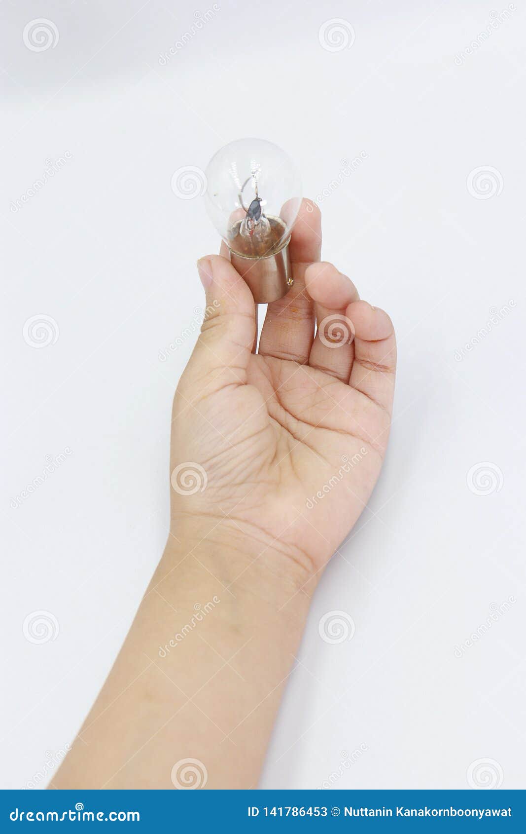 Kids Hand Holding a Light Bulb Isolated on White Background Stock Image ...