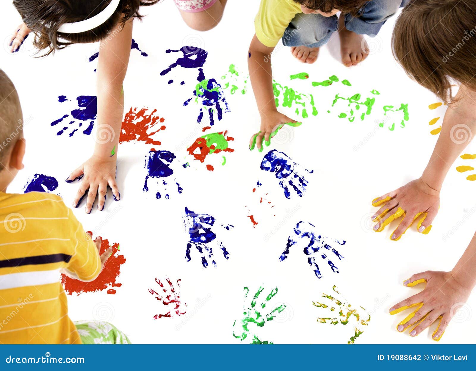 Kids hand prints stock photo. Image of paint, children - 19088642