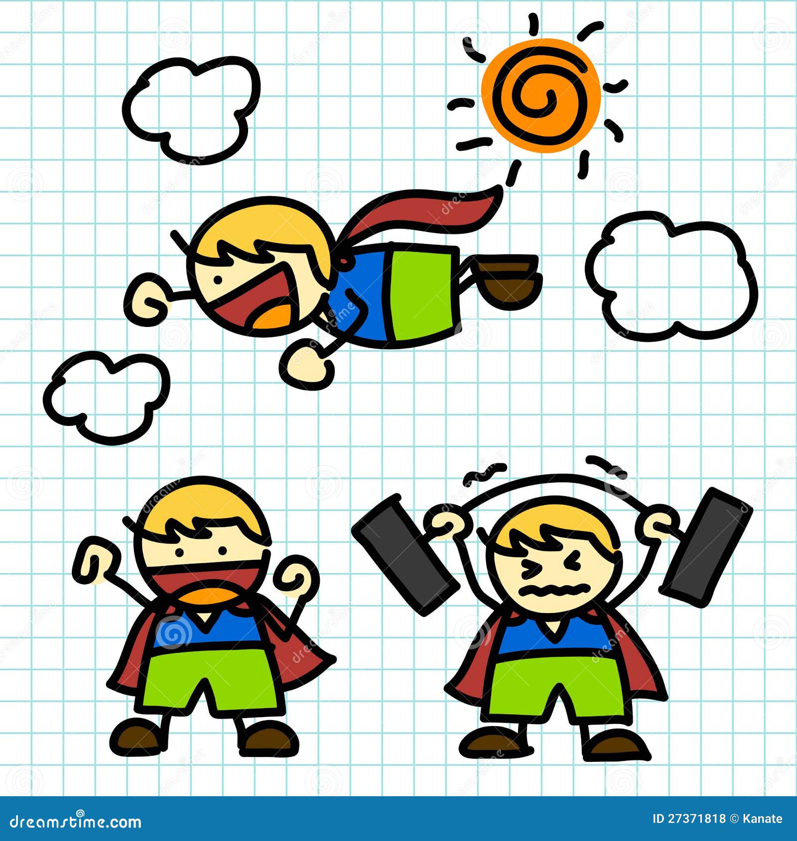 Kids Hand Writing Cartoon . Stock Vector - Illustration of super ...