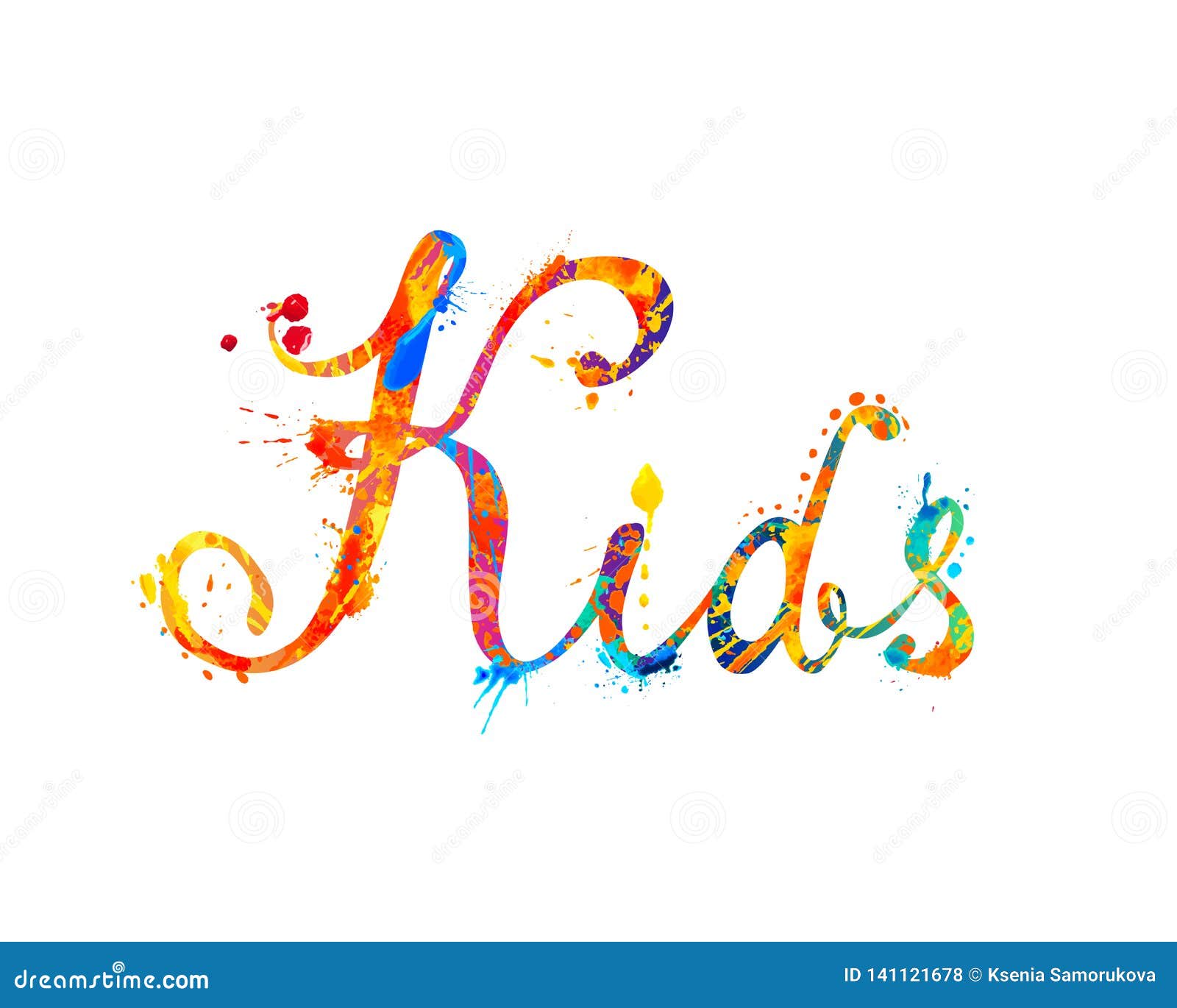 Kids. Hand Written Word of Splash Paint Stock Vector - Illustration of ...