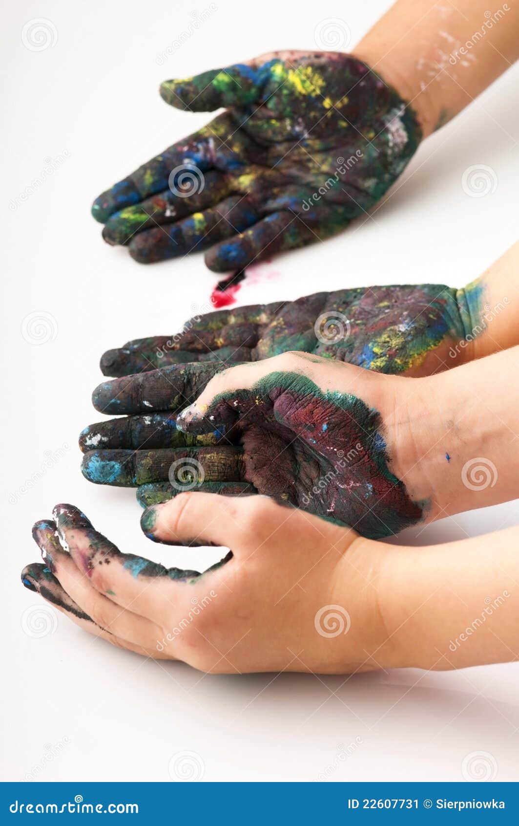 Kids Hands Covered with Paint Stock Image - Image of development, dirty ...