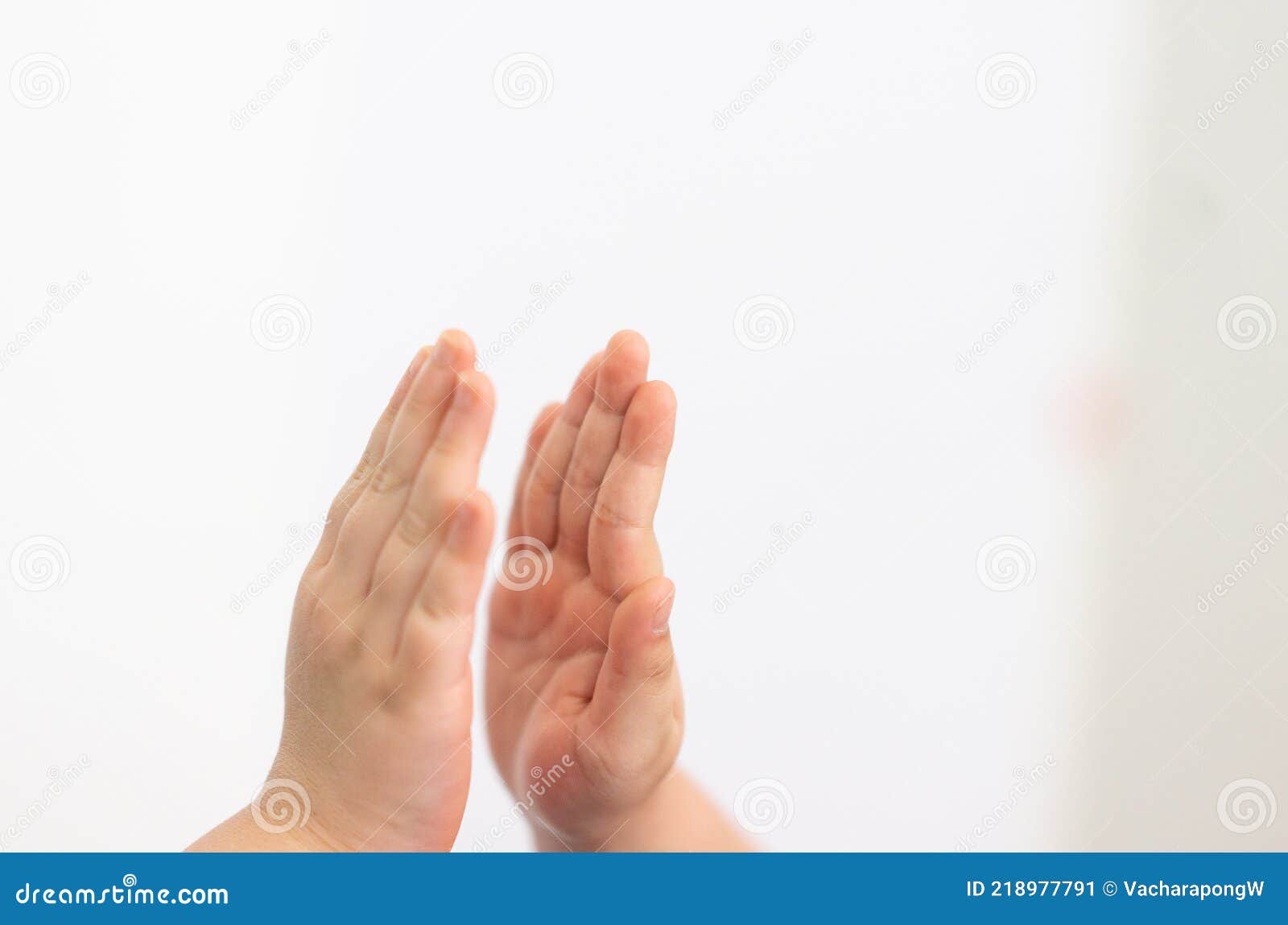 Kids Hands High Five on White Background Closed Up with Co Operation ...