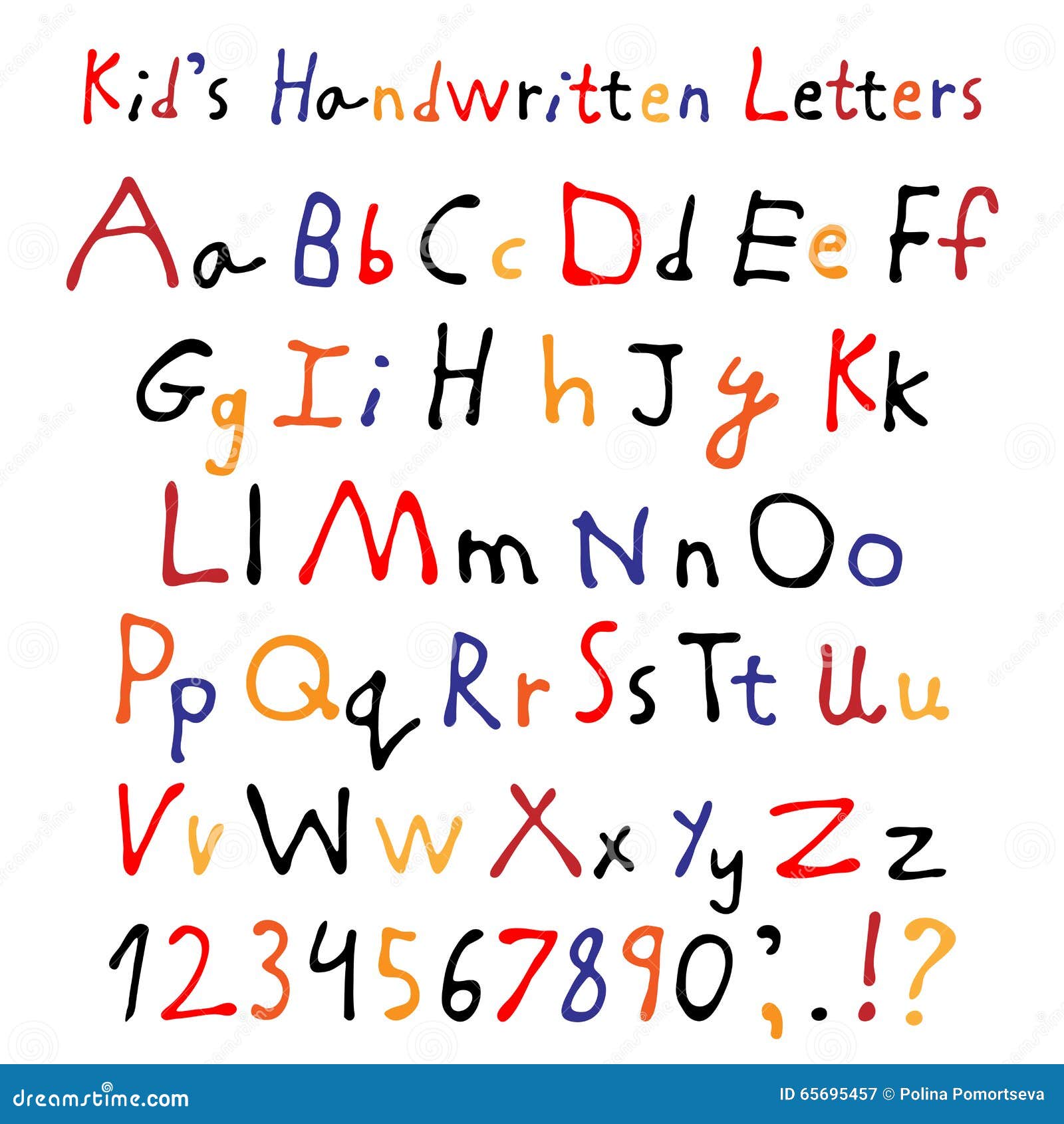 Kid’s Handwritten Letters. Stock Vector - Image: 65695457