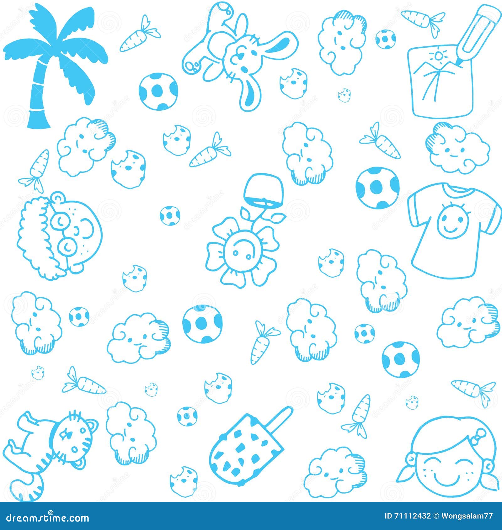 Kids happy doodle art stock vector. Illustration of pink - 71112432