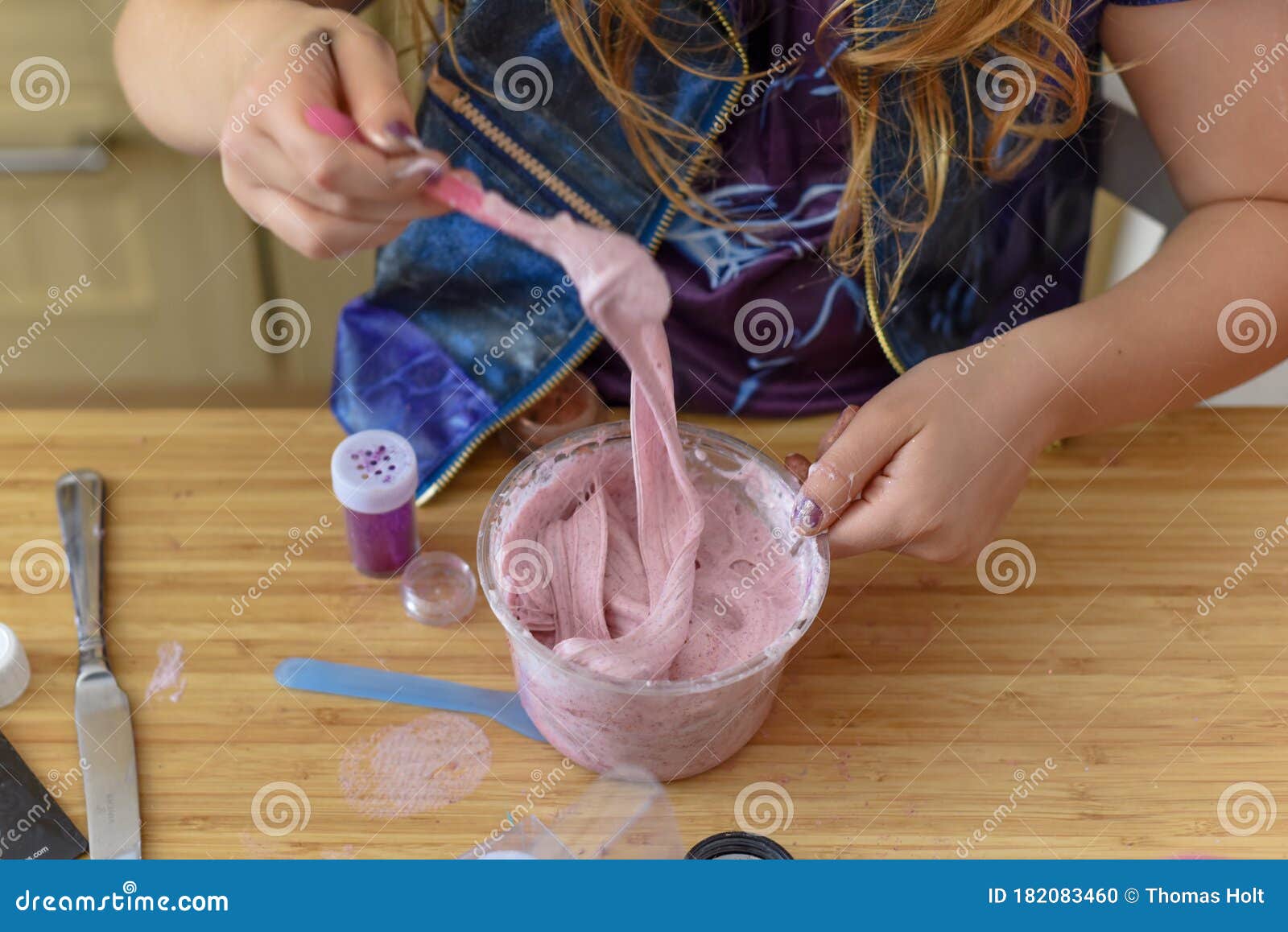 Kids Have Fun Learning at Home Making Slime in a Creative Science ...