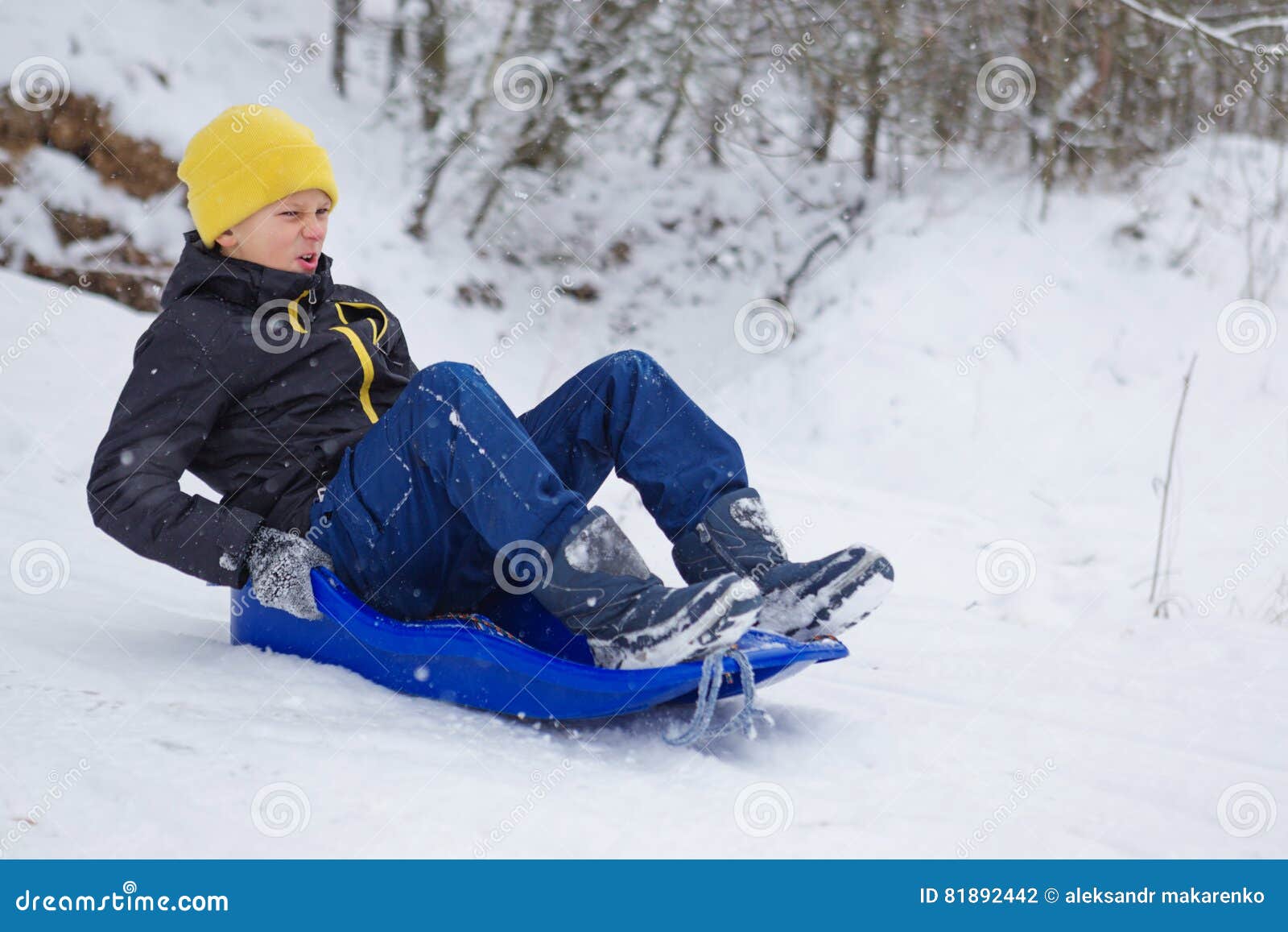 Kids Have Fun Sledding with Snow Slides Stock Photo - Image of people ...