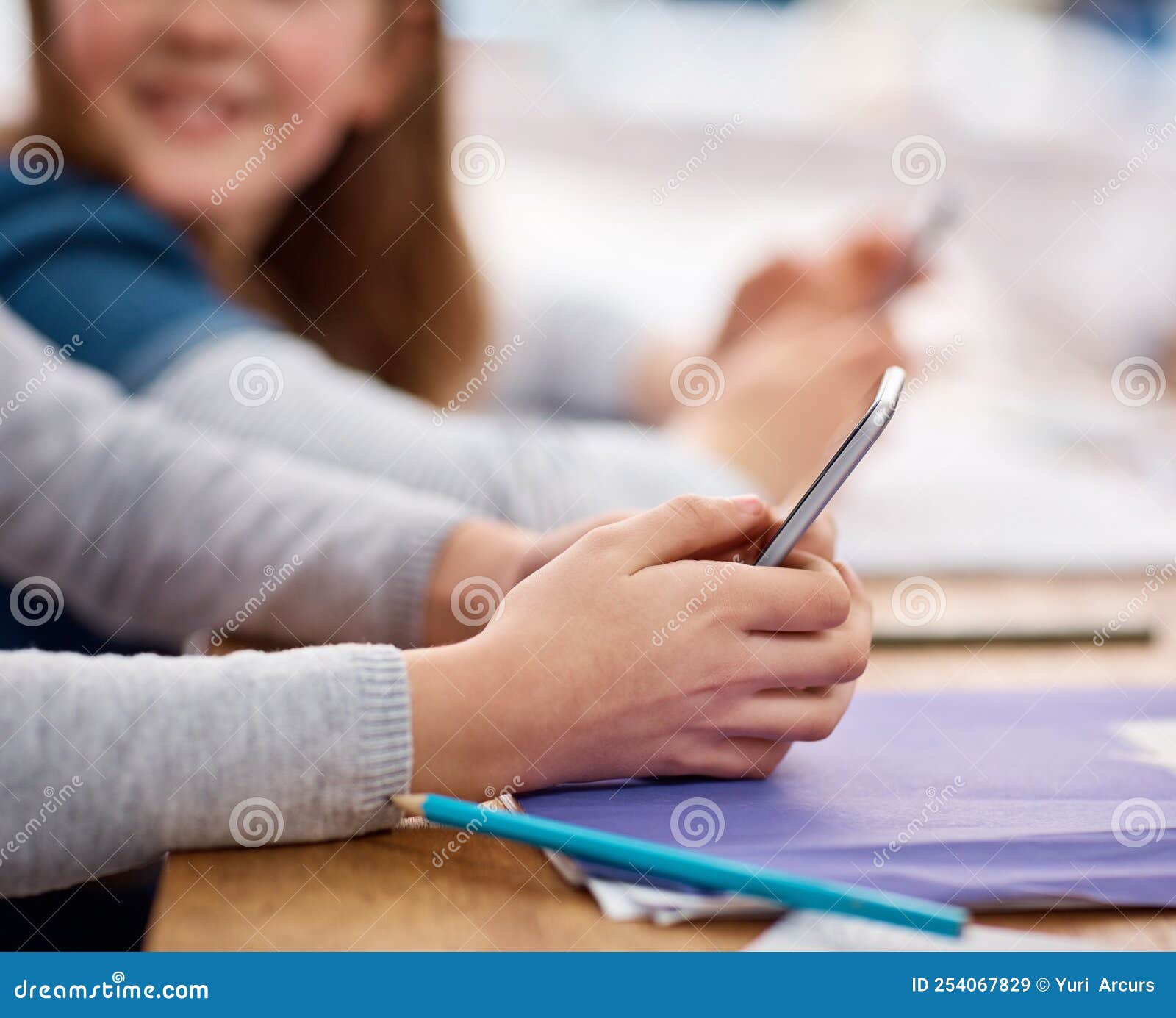 Kids Have so Many Gadgets these Days. an Unidentifiable Elementary ...