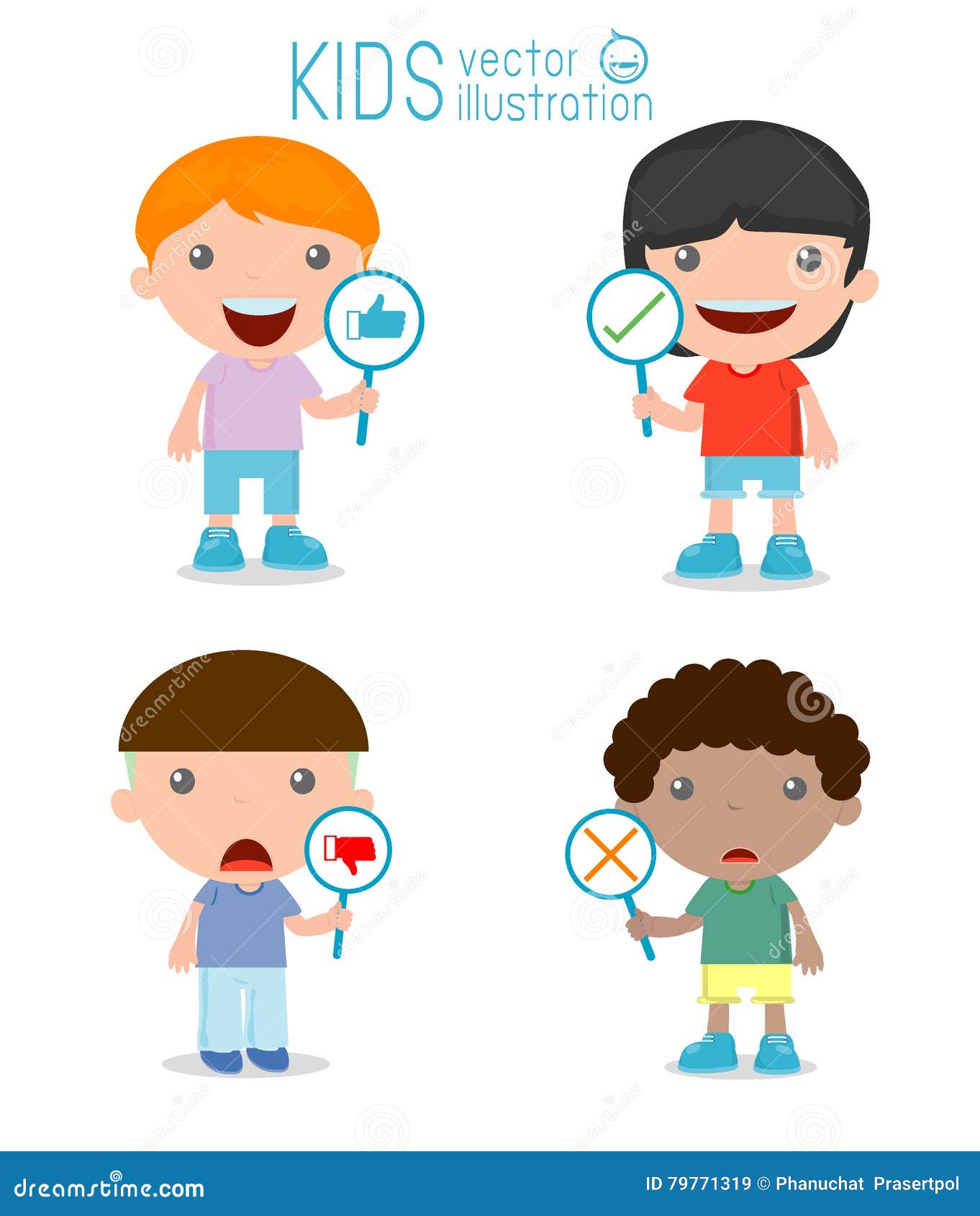 Kids Have a Plate of Sign To Answer Correct or Incorrect,positive and ...