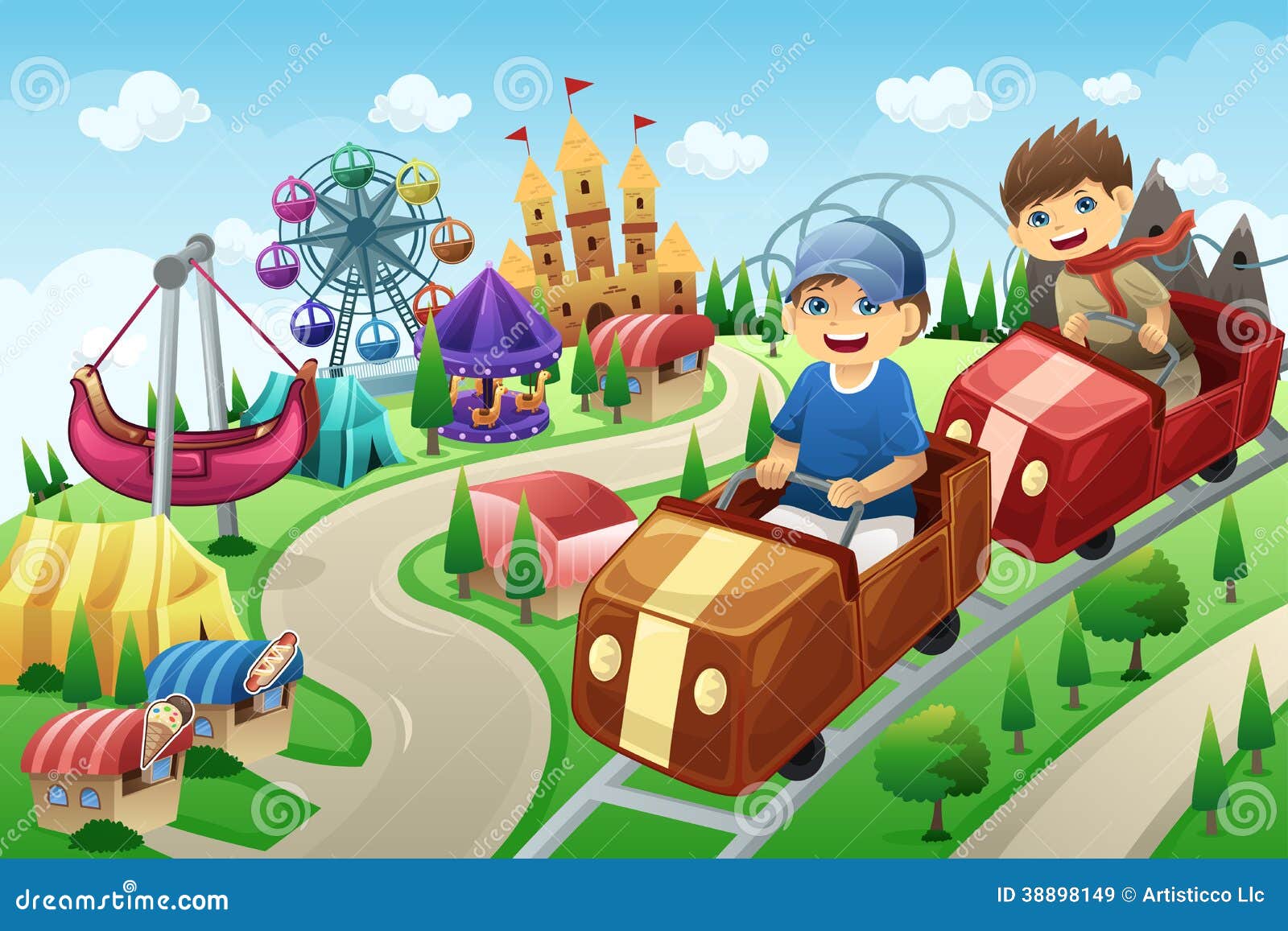 Kids Having Fun in an Amusement Park Stock Vector - Illustration of ... Kids Having Fun in an Amusement Park Stock Vector - Illustration of ...