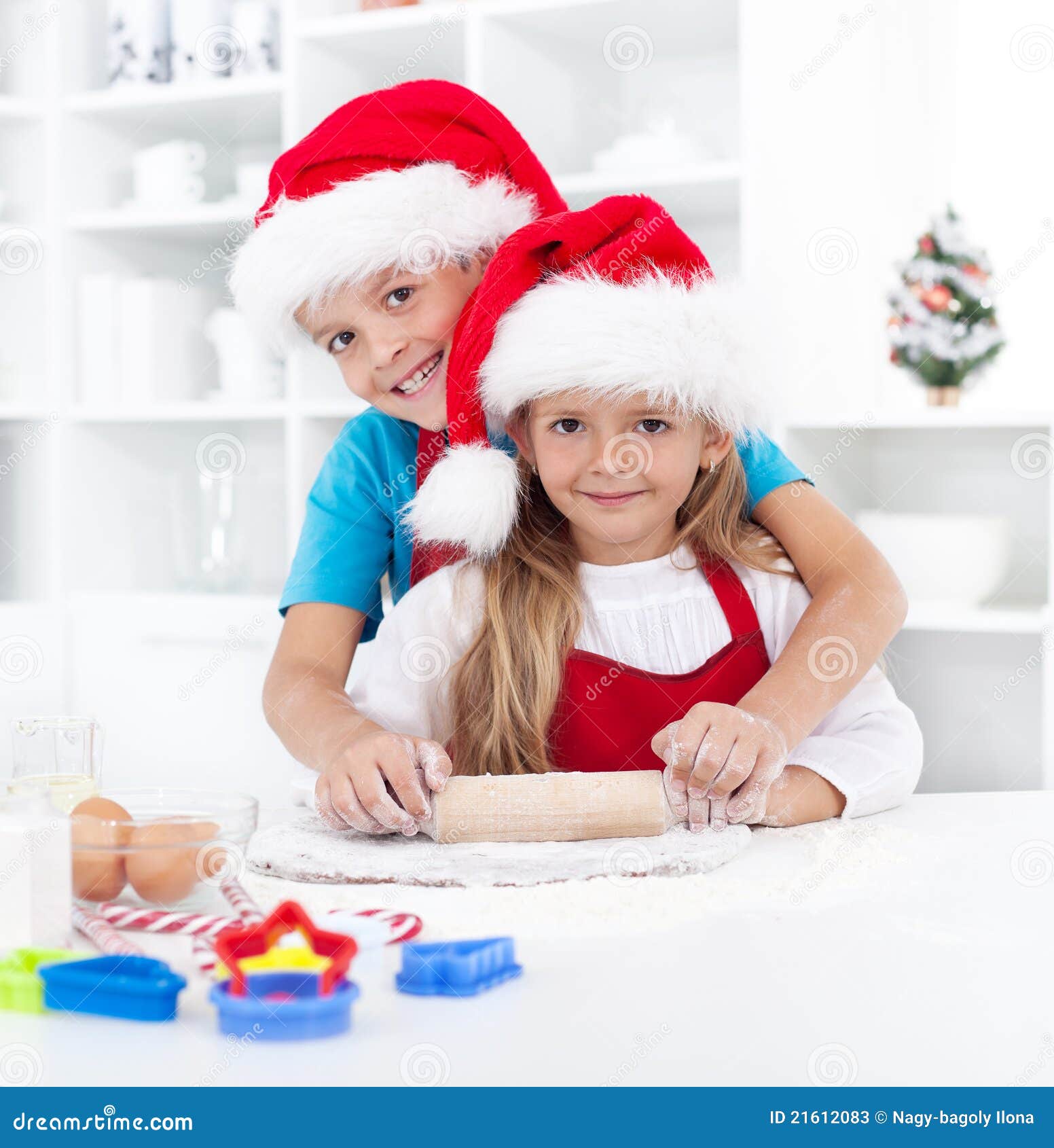 Kids Having Fun Preparing Christmas Cookies Stock Image - Image of ...