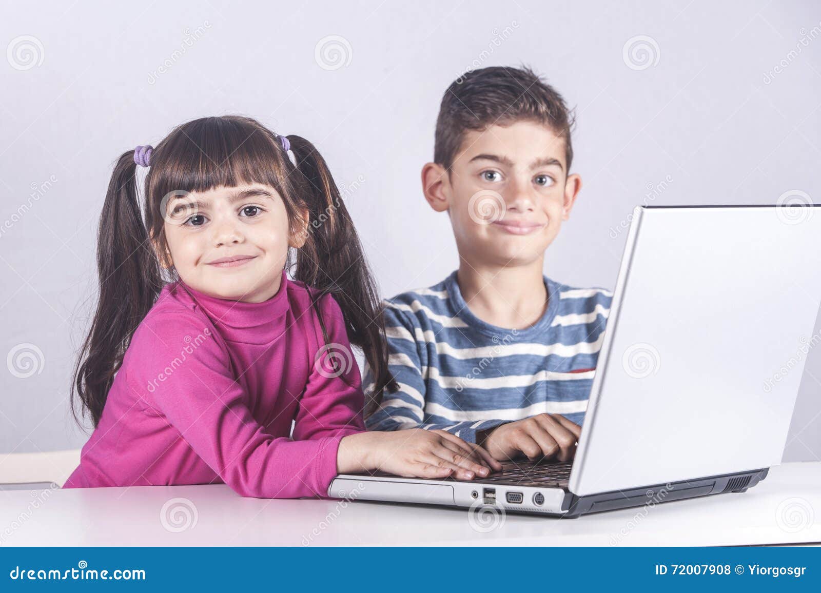 Kids Having Fun Using a Laptop Computer Stock Photo - Image of computer ...