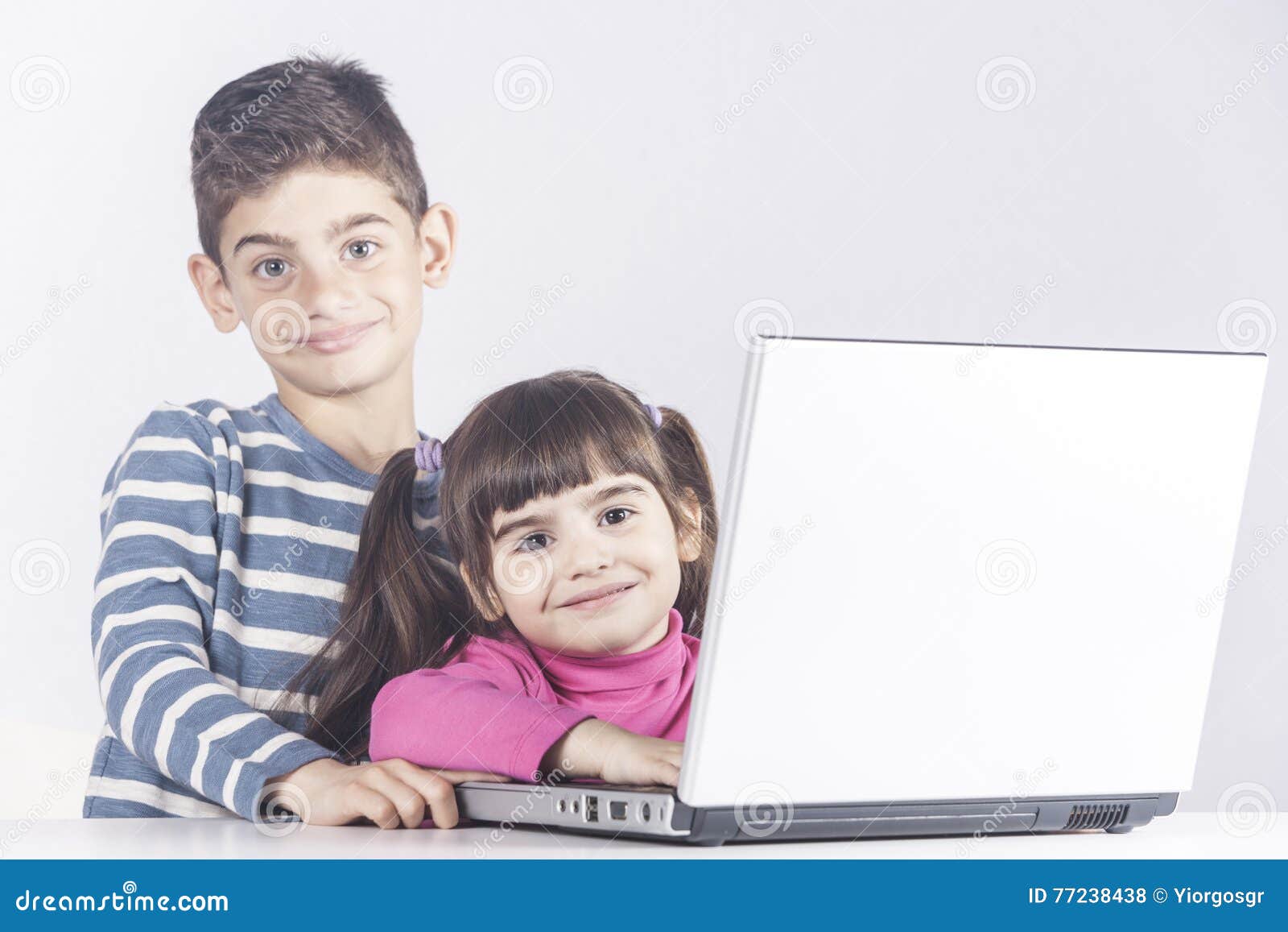 Kids Having Fun Using a Laptop Computer Stock Photo - Image of modern ...