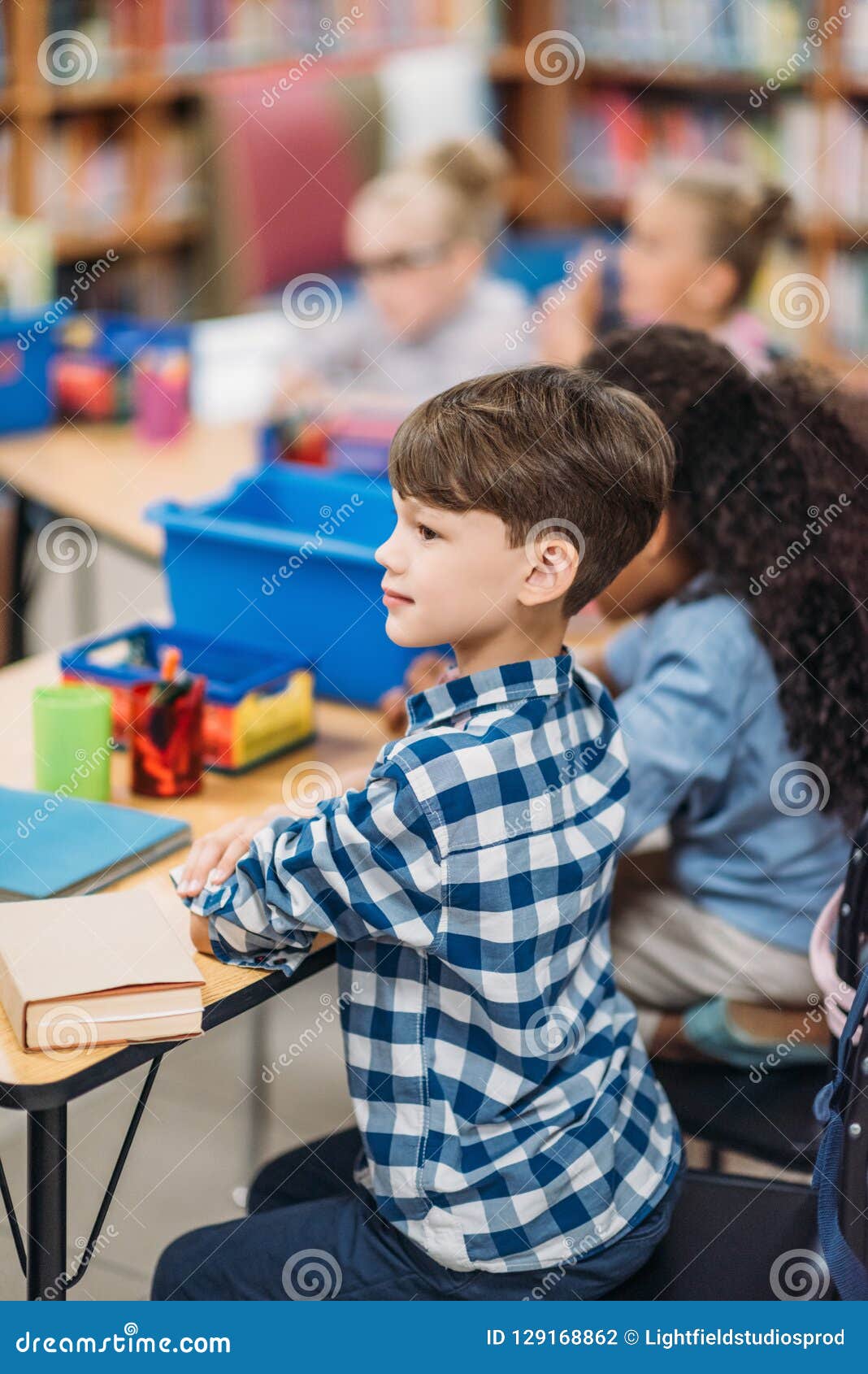 Adorable Little Kids Having Lesson Stock Photo - Image of male ...