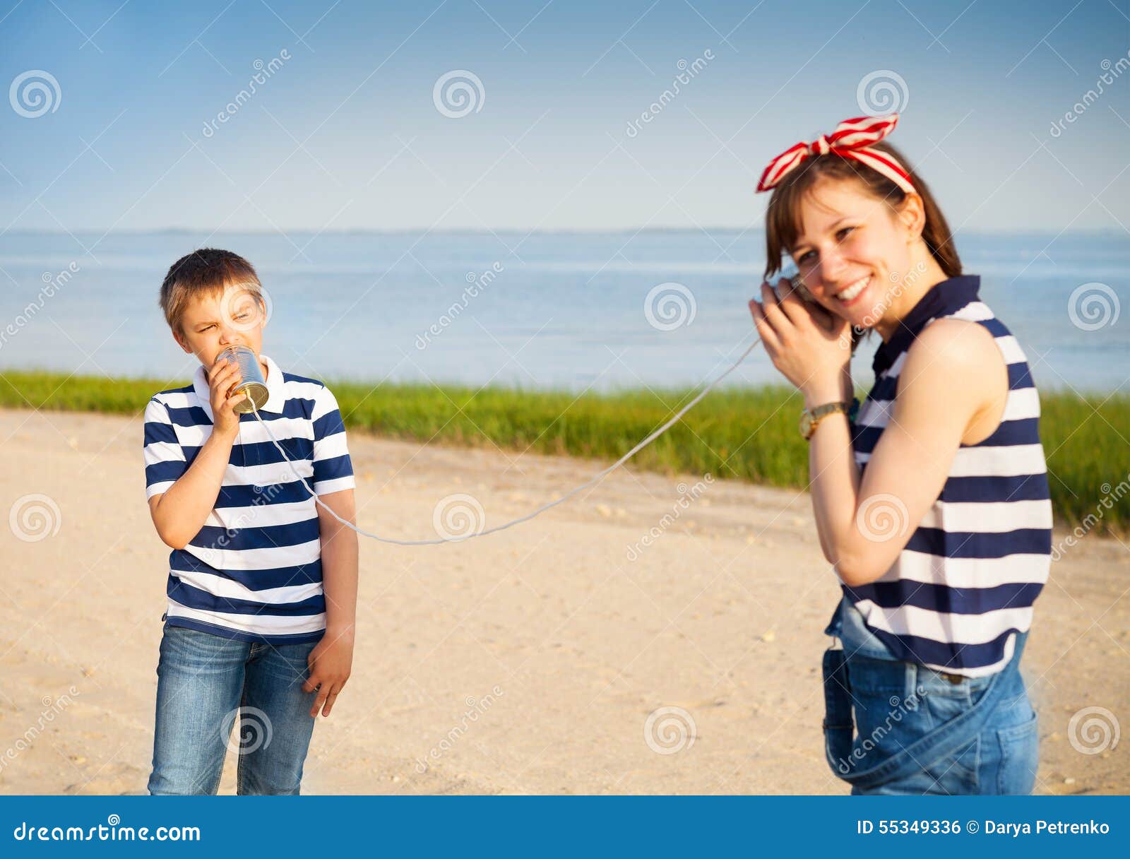 Kids Having a Phone Call with Tin Cans Stock Photo - Image of calls ...