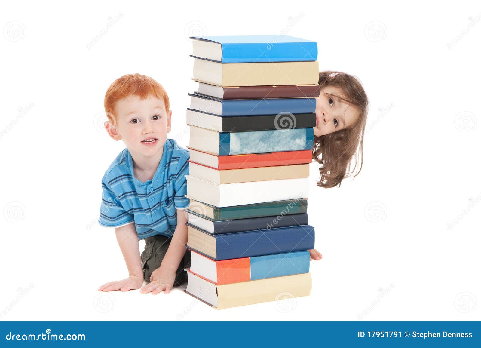 Kids Hiding Behind School Books Stock Image - Image of girl, pupil ...