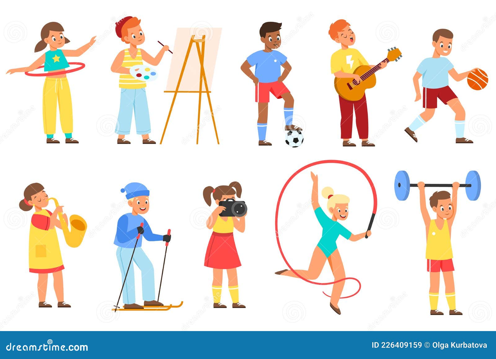Kids Hobbies. Young Athletes, Musicians and Artists, Teenagers Hold ... Kids Hobbies. Young Athletes, Musicians and Artists, Teenagers Hold ...