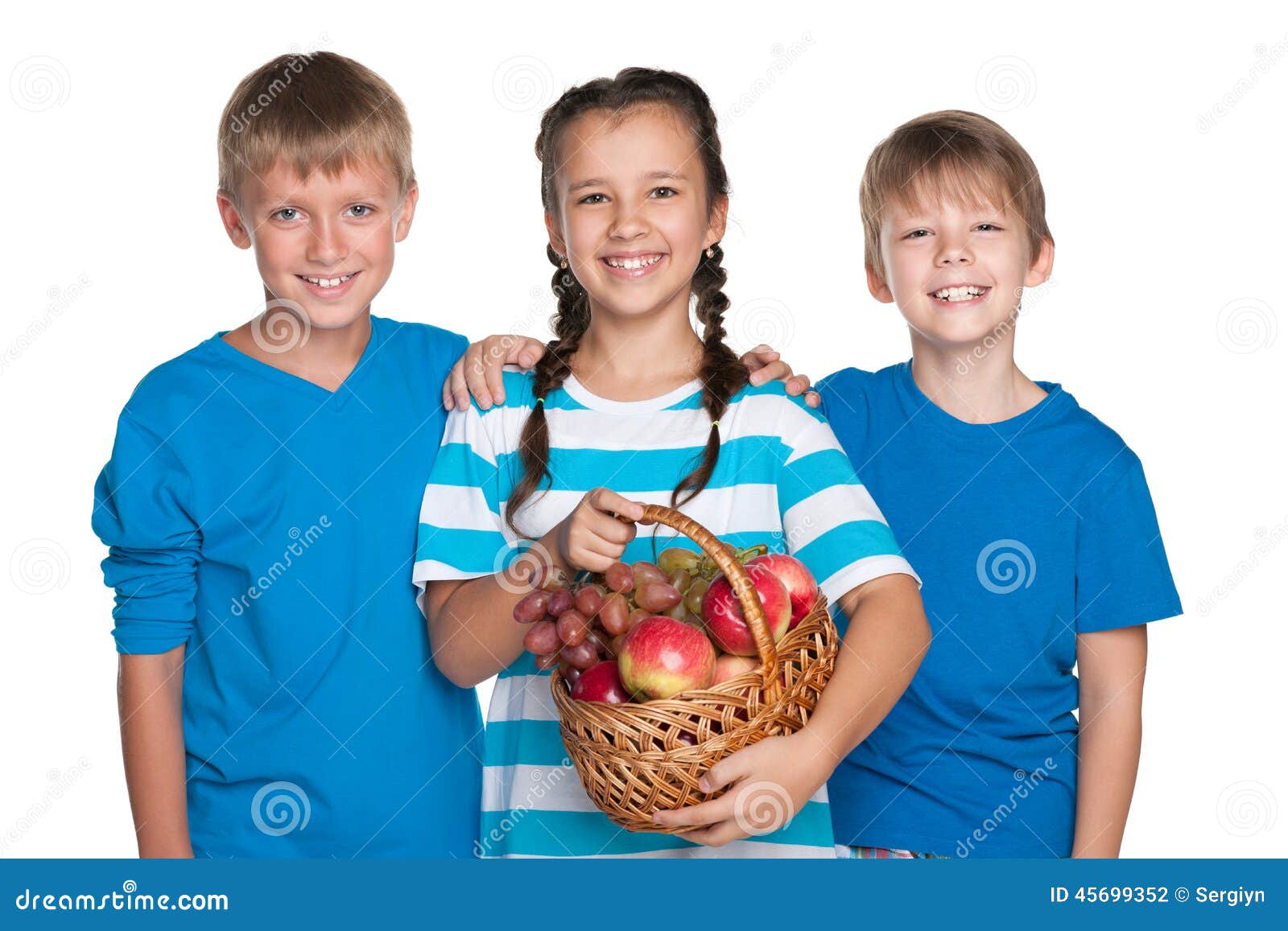 Kids Hold a Basket with Vegetables Stock Photo - Image of girl ...