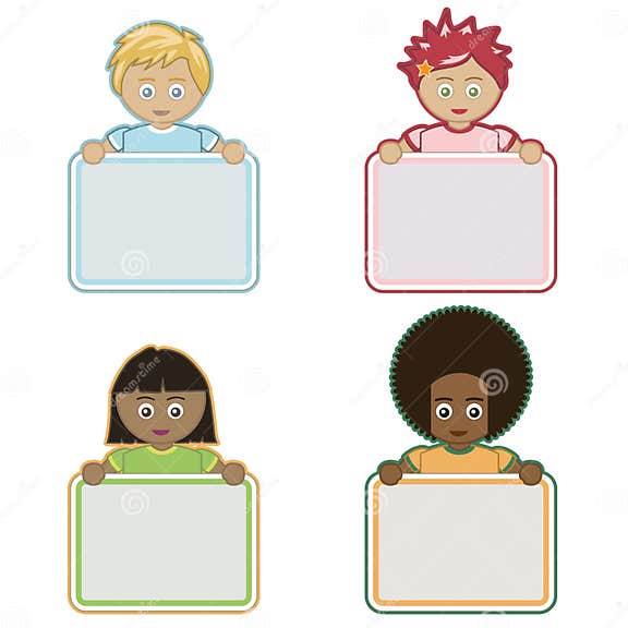 Kids holding signs stock vector. Illustration of eyes - 11190973