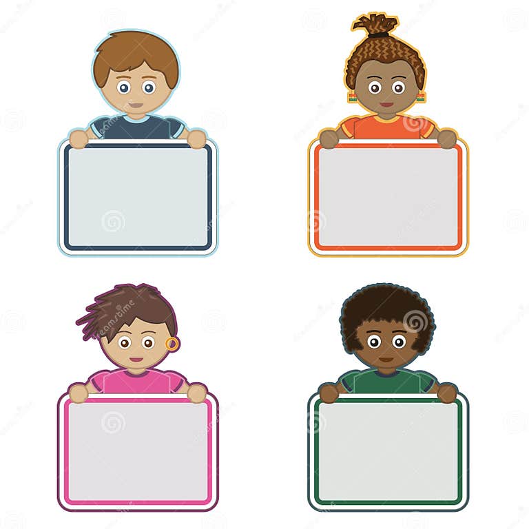 Kids holding signs stock vector. Illustration of pink - 11255188