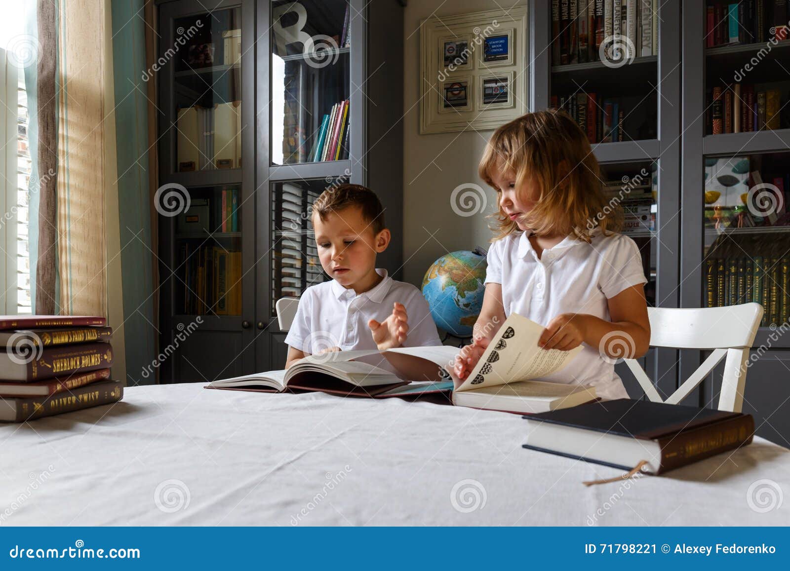 Kids at homework stock image. Image of children, happy - 71798221