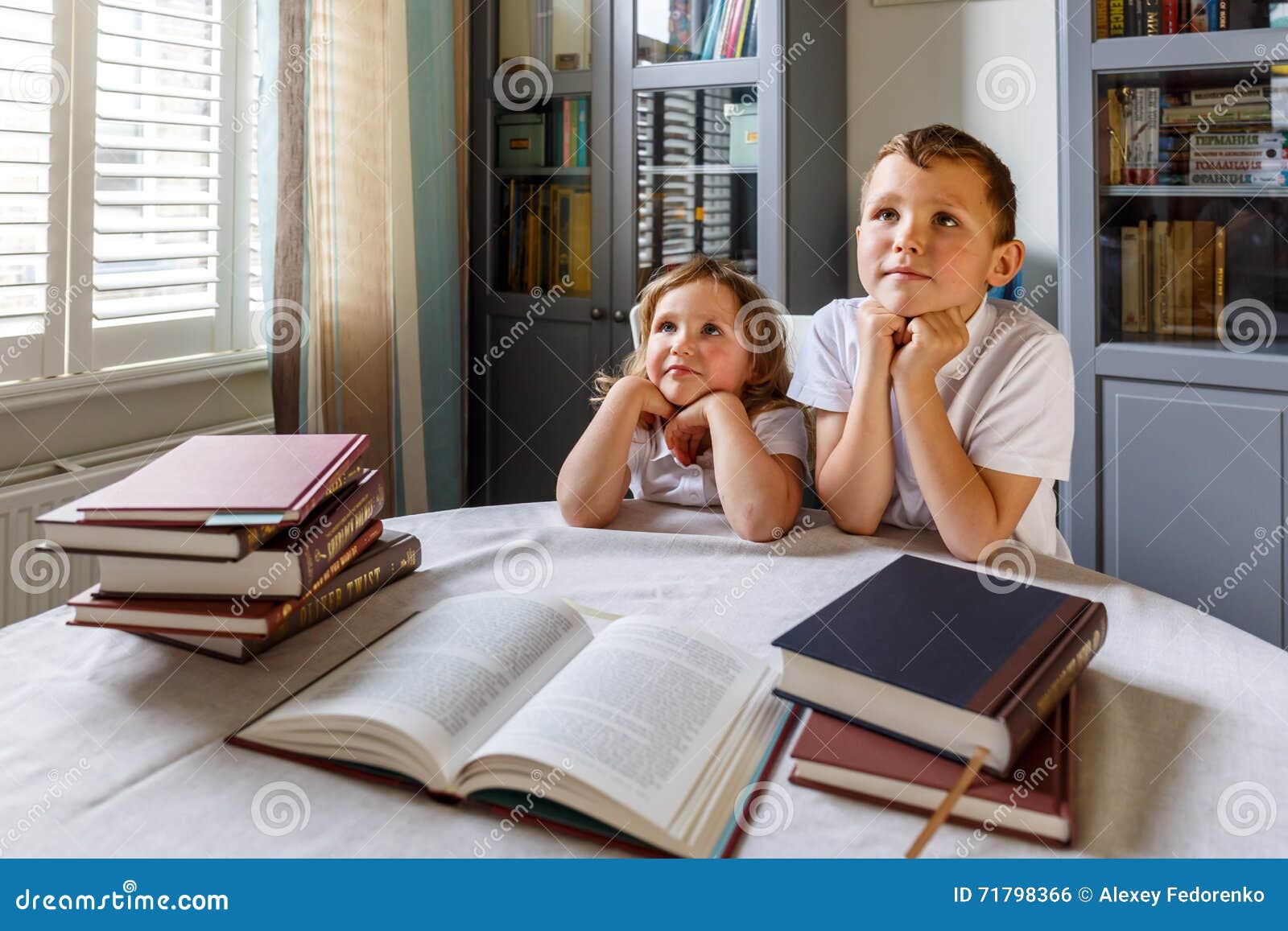 Kids at homework stock photo. Image of emotion, child - 71798366