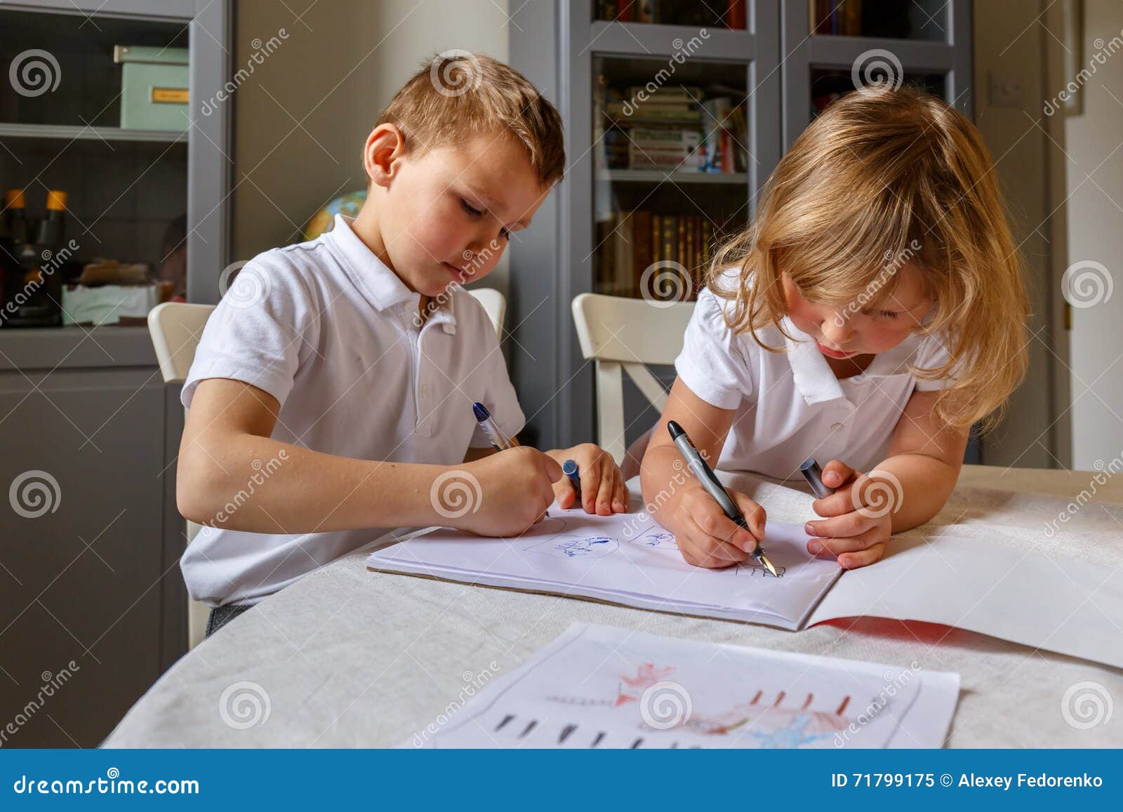 Kids at homework stock image. Image of great, england - 71799175
