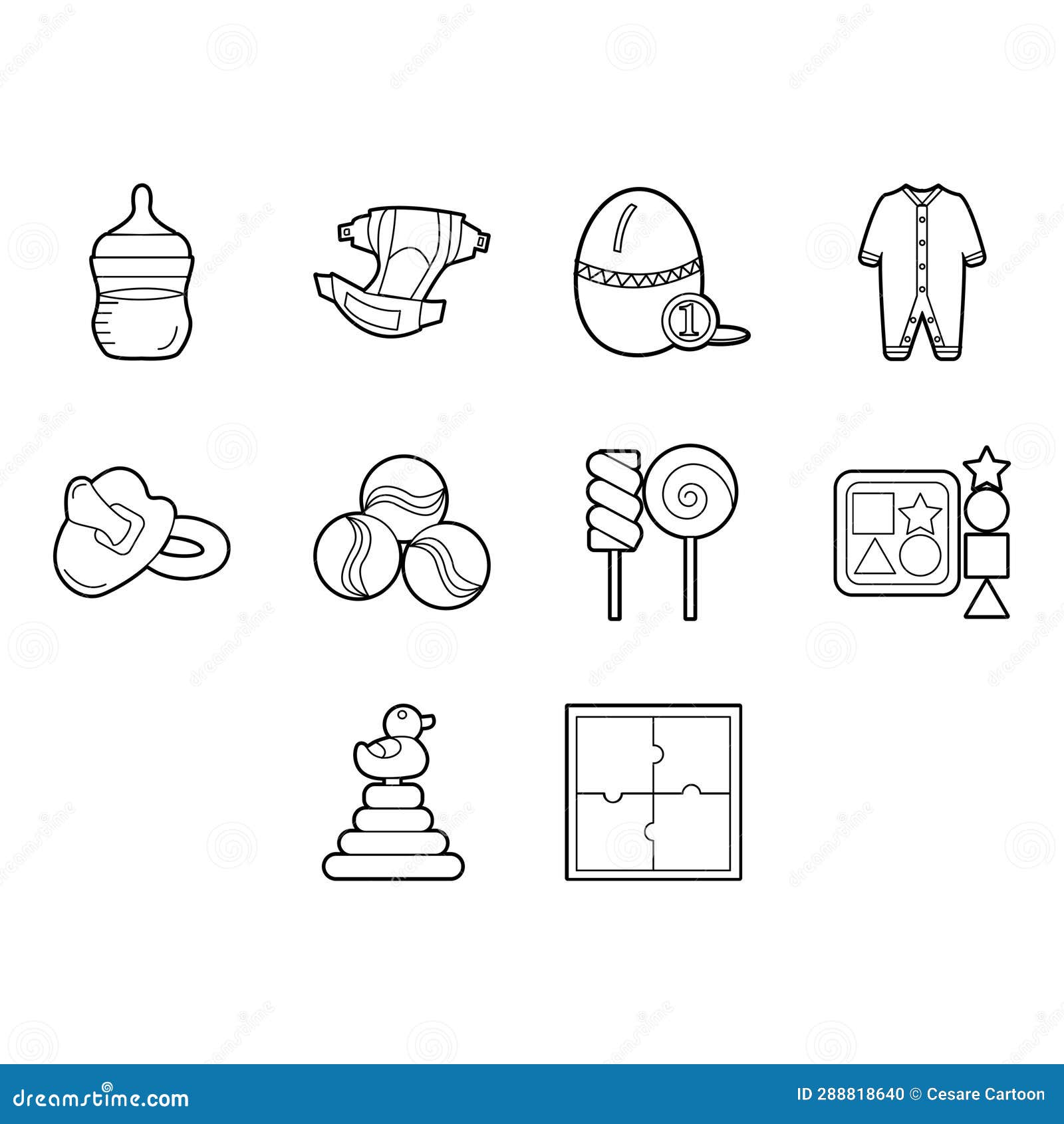 Kids icon set stock vector. Illustration of lollipop - 288818640