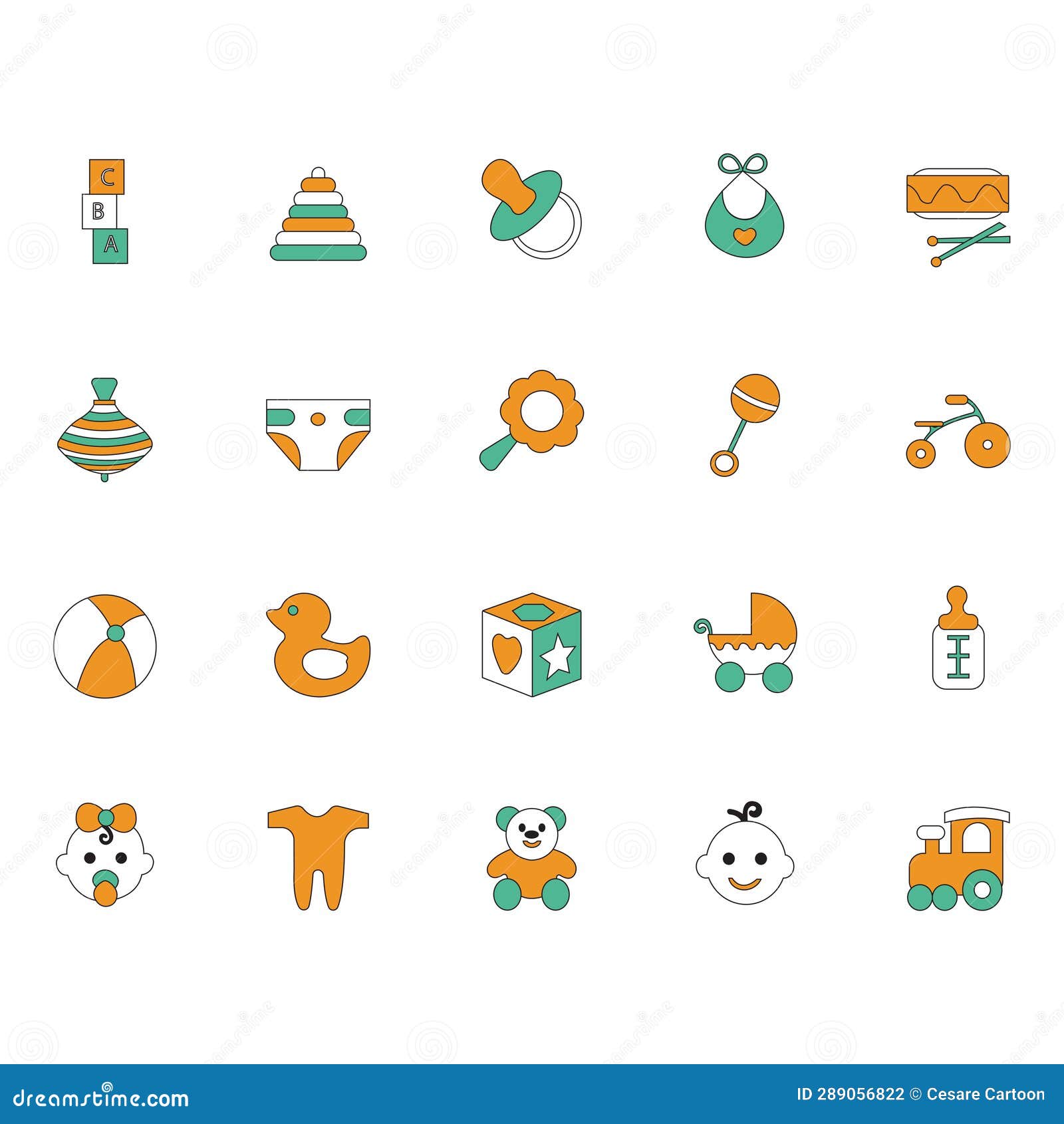 Kids icon set stock vector. Illustration of dummy, stuffed - 289056822