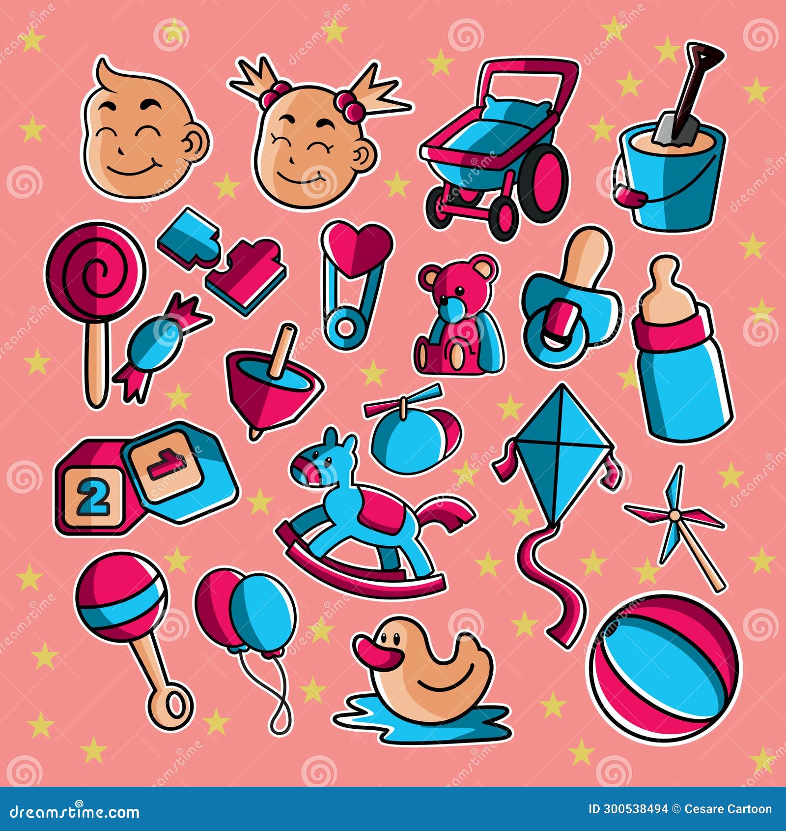 Kids icon set stock vector. Illustration of shovel, baby - 300538494