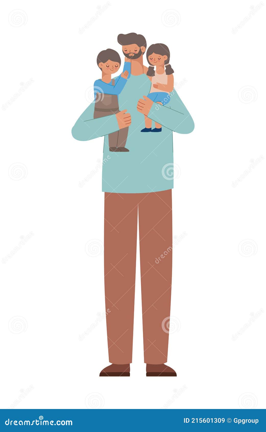 Kids with father stock vector. Illustration of girl - 215601309