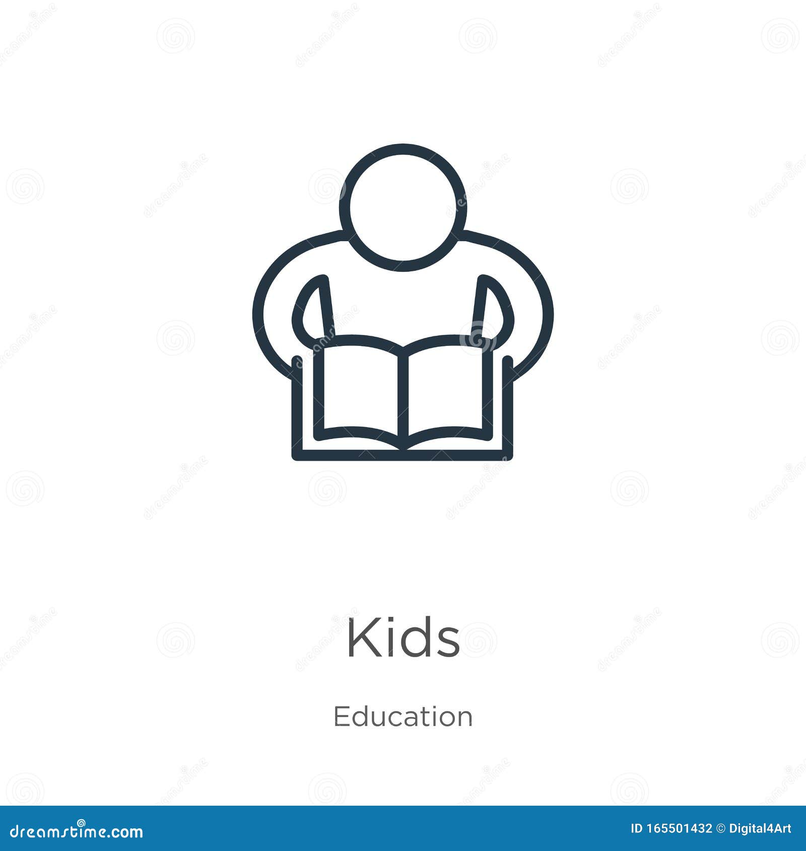 Kids Icon. Thin Linear Kids Outline Icon Isolated on White Background ...