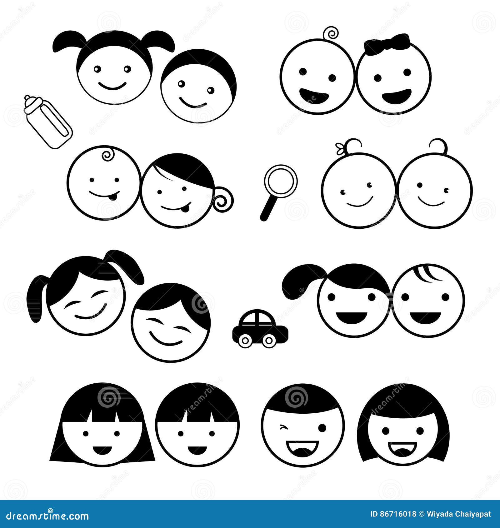 Kids icons set stock illustration. Illustration of laugh - 86716018