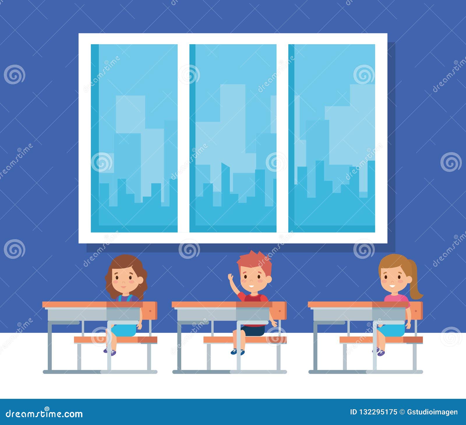 Kids Inside Classroom Design Stock Vector - Illustration of elementary ...