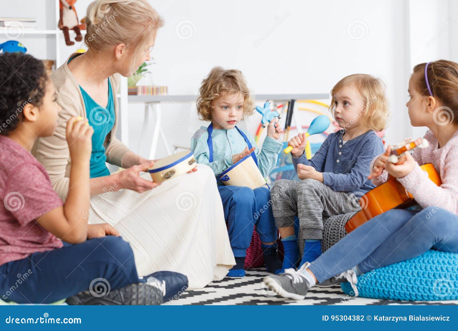 Kids with instruments stock photo. Image of lesson, learning - 95304382