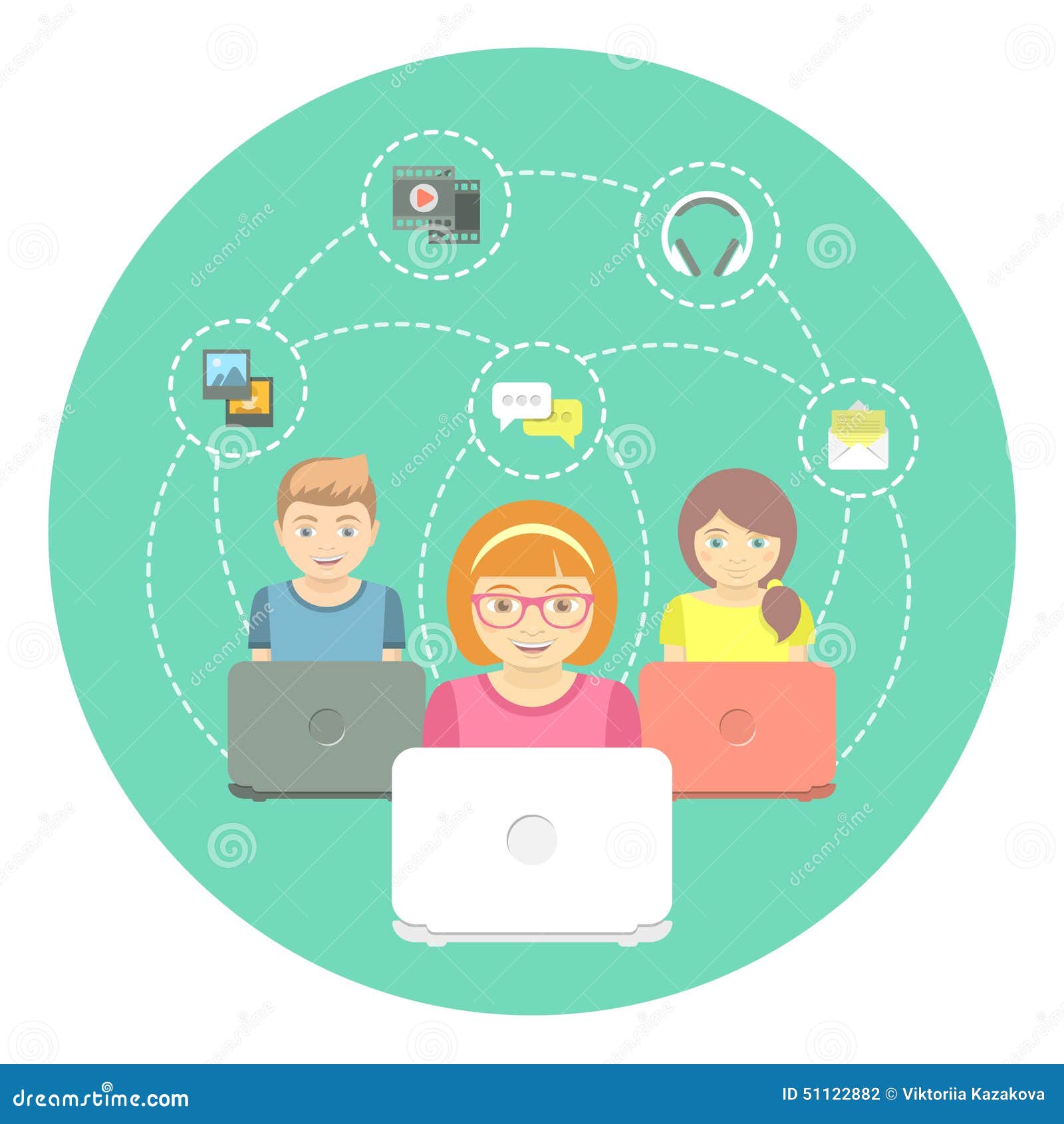 Kids and Internet stock vector. Illustration of contemporary - 51122882