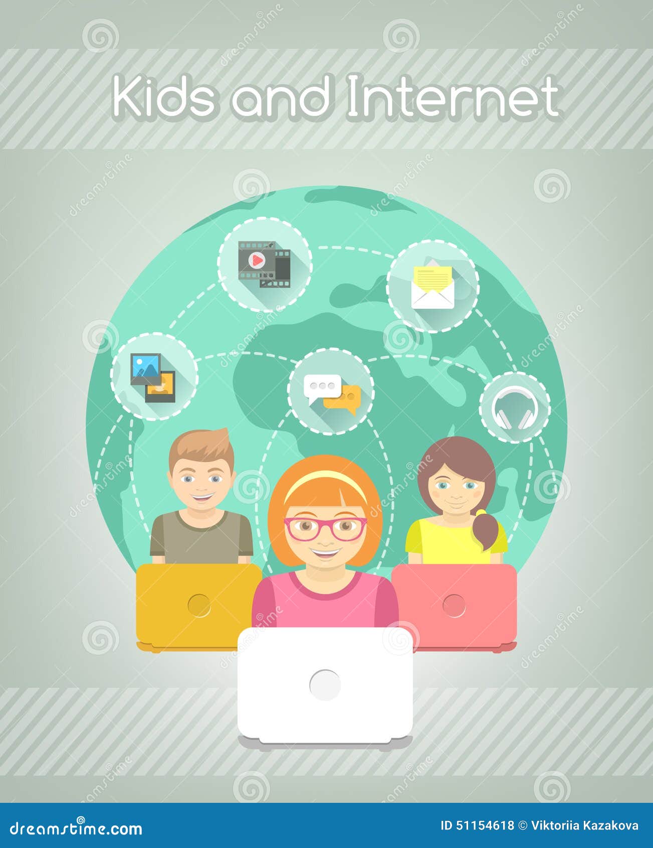 Kids on Internet World Over Stock Vector - Illustration of ...