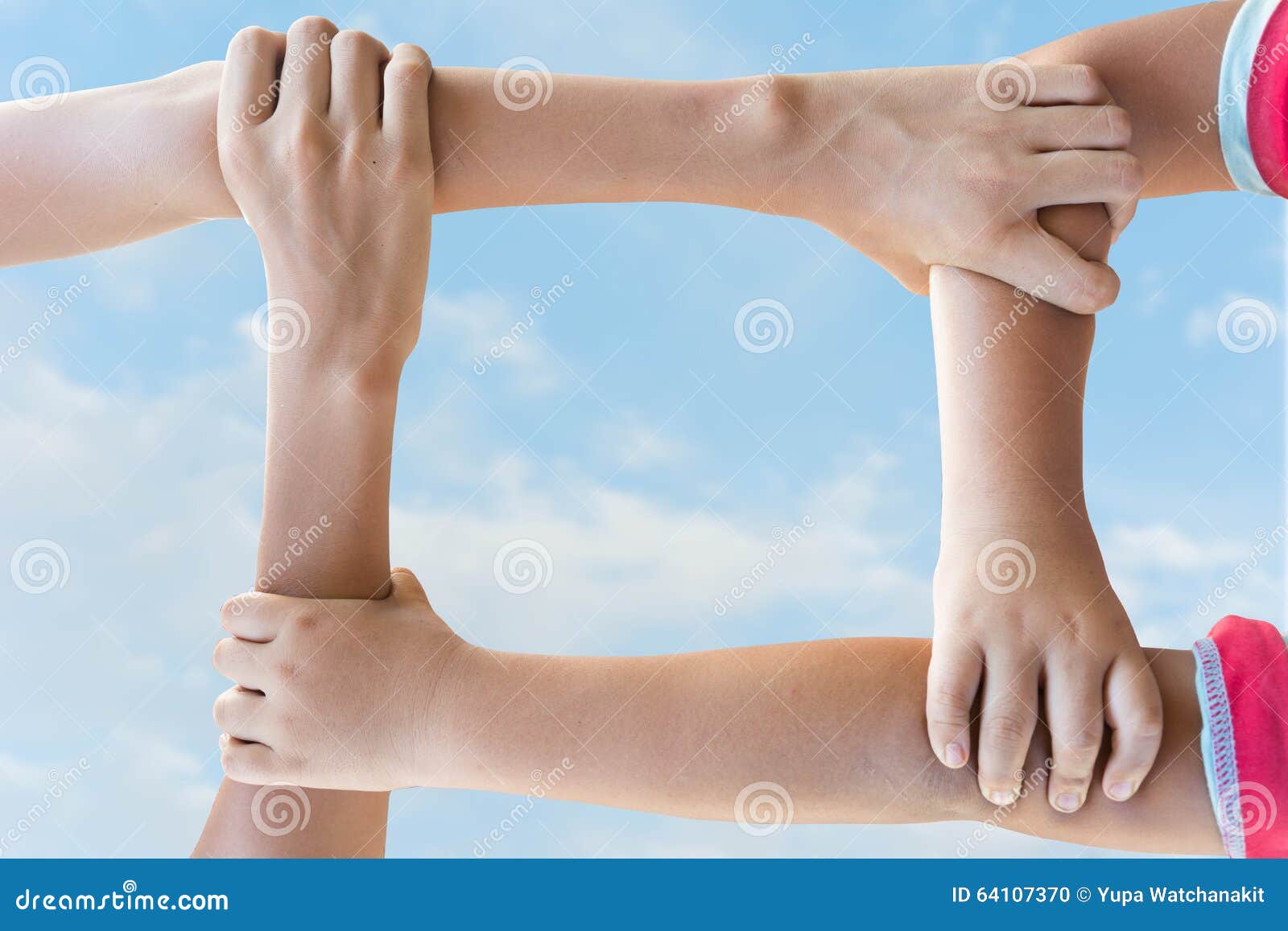 Kids join hands stock photo. Image of collaboration, hand - 64107370