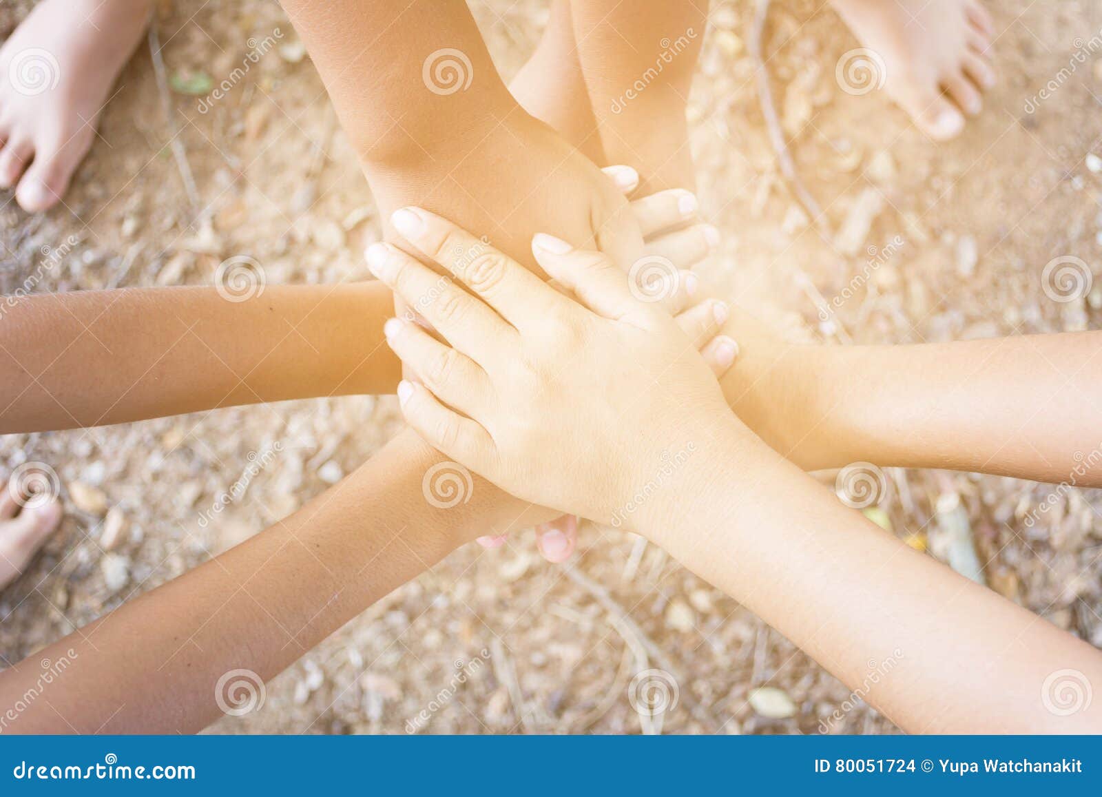 Kids join hands stock photo. Image of unity, joined, people - 80051724