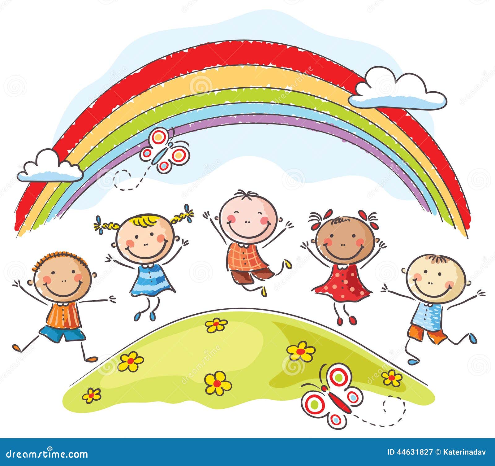 Rainbow Kids Cartoon Vector | CartoonDealer.com #31164537