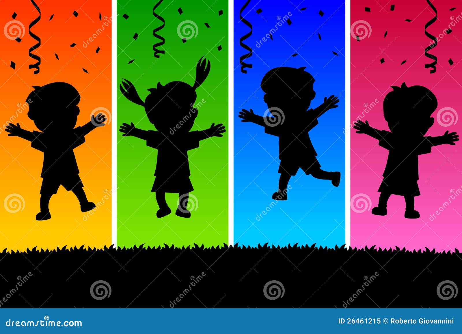 Kids Jumping Silhouettes Cartoon Vector | CartoonDealer.com #26461215