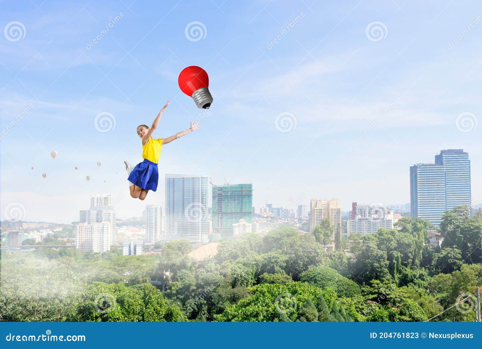 Kids jumping in the sky stock image. Image of cityscape - 204761823