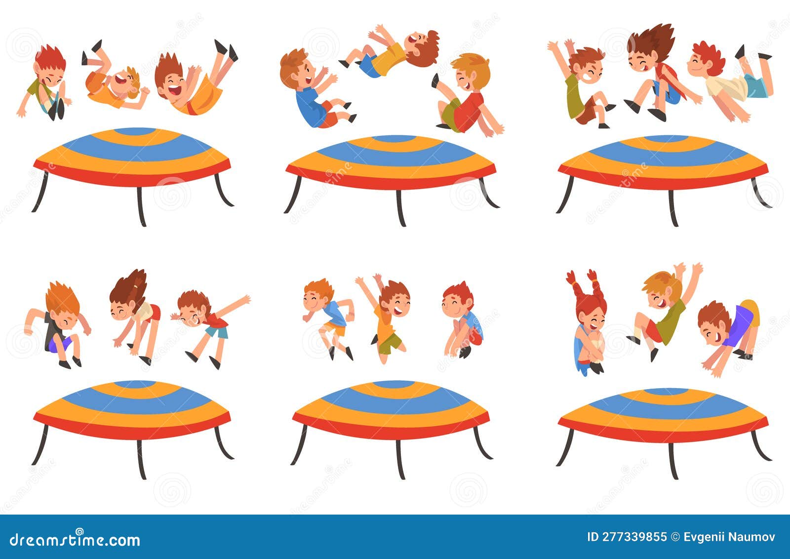 Kids Hopping On A Jumping Balls Cartoon Vector | CartoonDealer.com ...