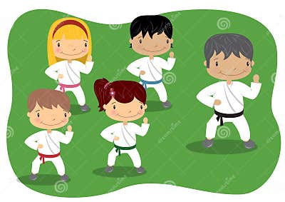 Kids Karate Lesson stock vector. Illustration of instructor - 44455706
