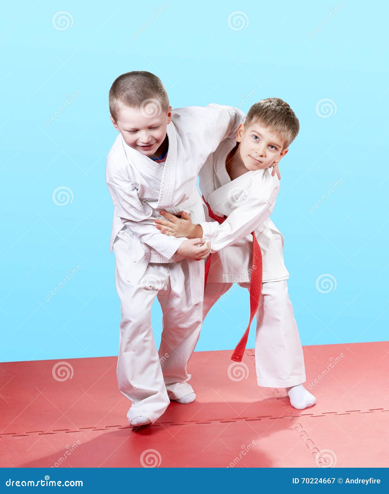 Kids in Kindergarten are Trained Judo Technique Stock Image - Image of ...