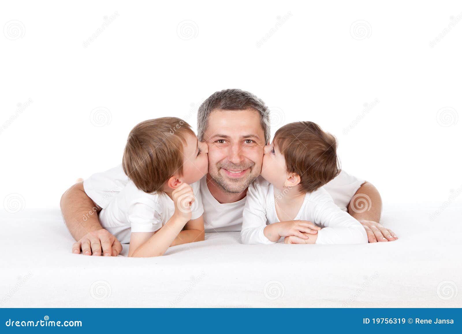 Kids kissing father stock image. Image of child, happy - 19756319